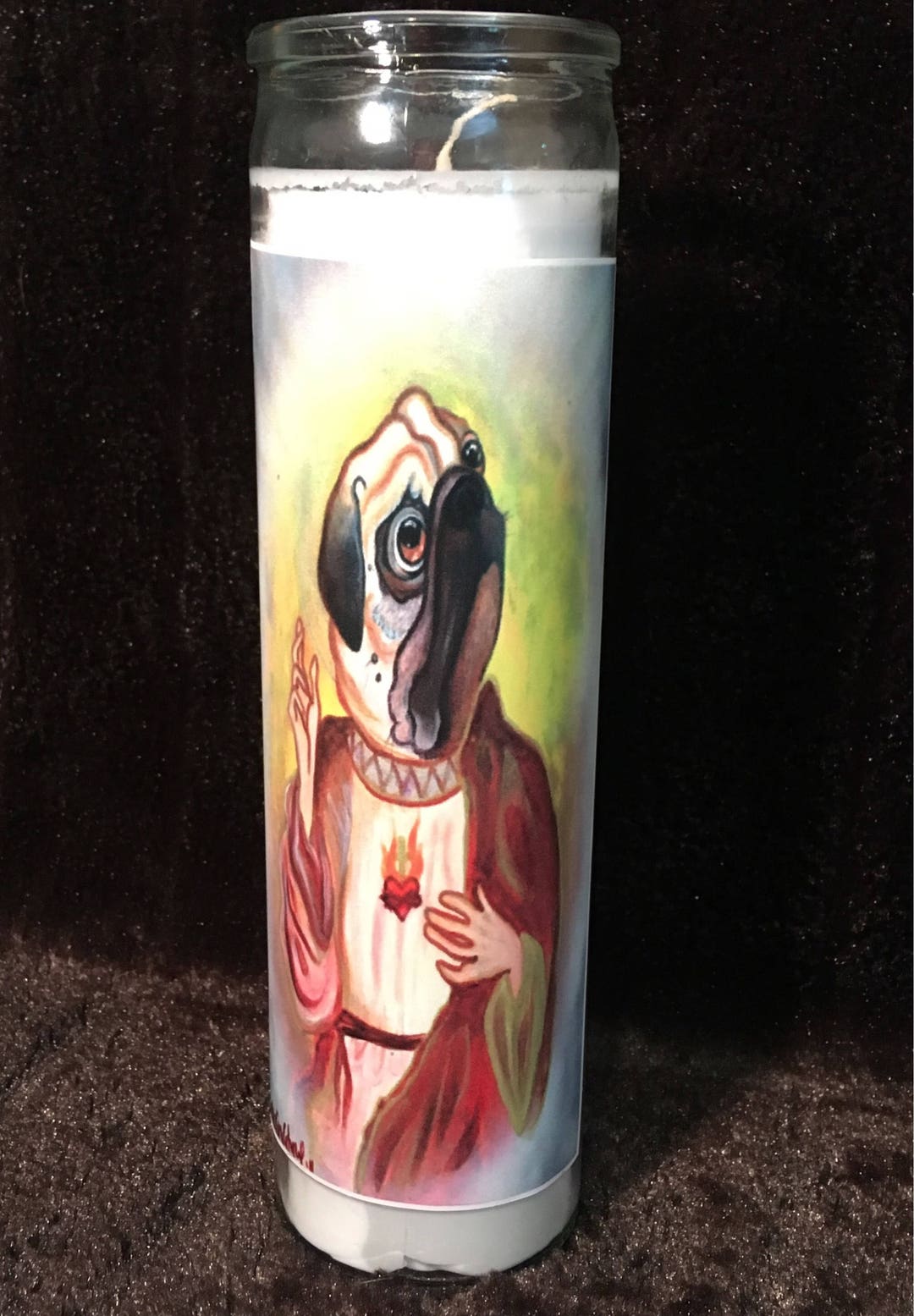 Pug Jesus Prayer Candle - Funny Gifts - Home Decor - Funny Art - Candle ...