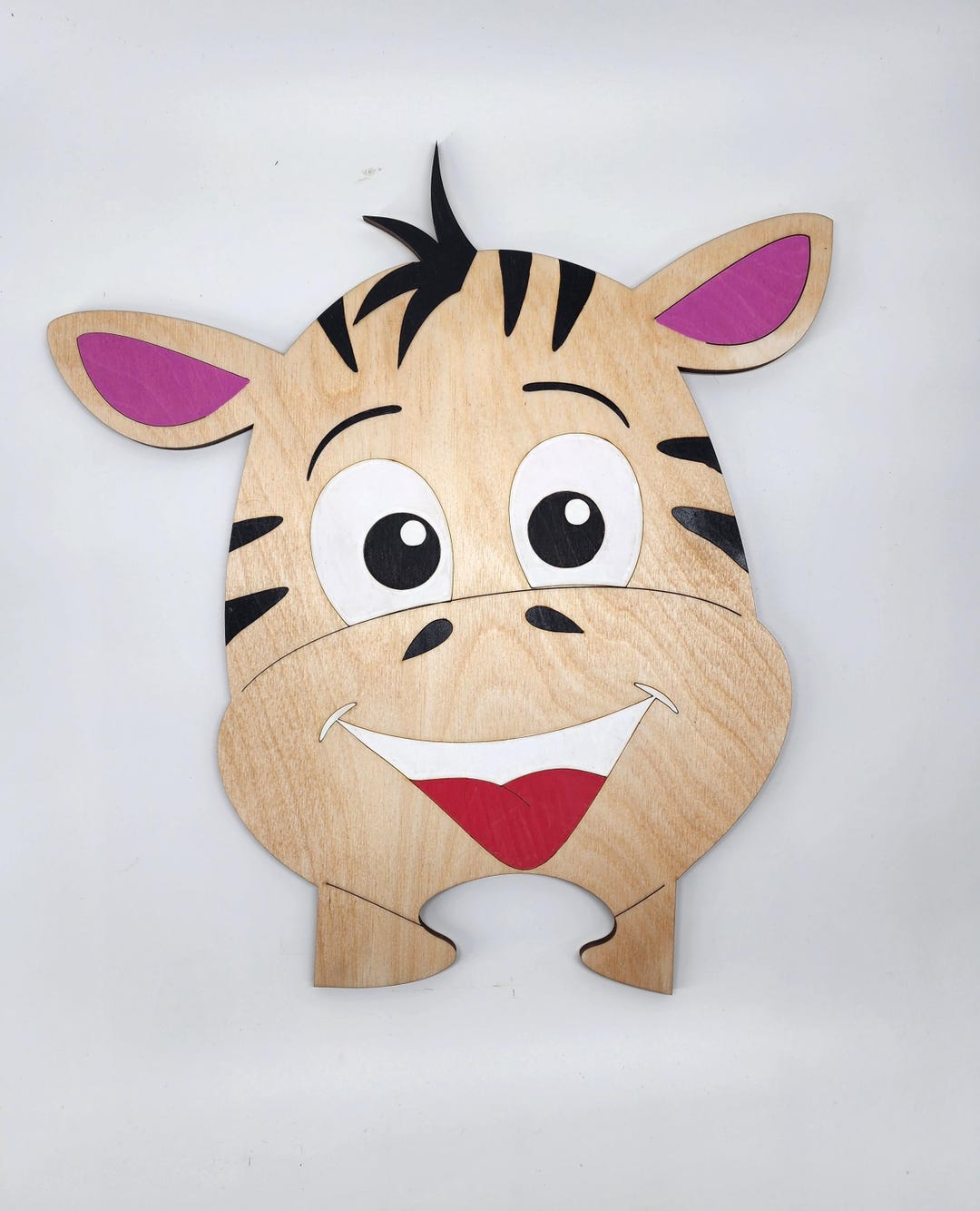 Laser-cut Wooden Animal Growth Chart Hand-painted and Stained Zebra ...