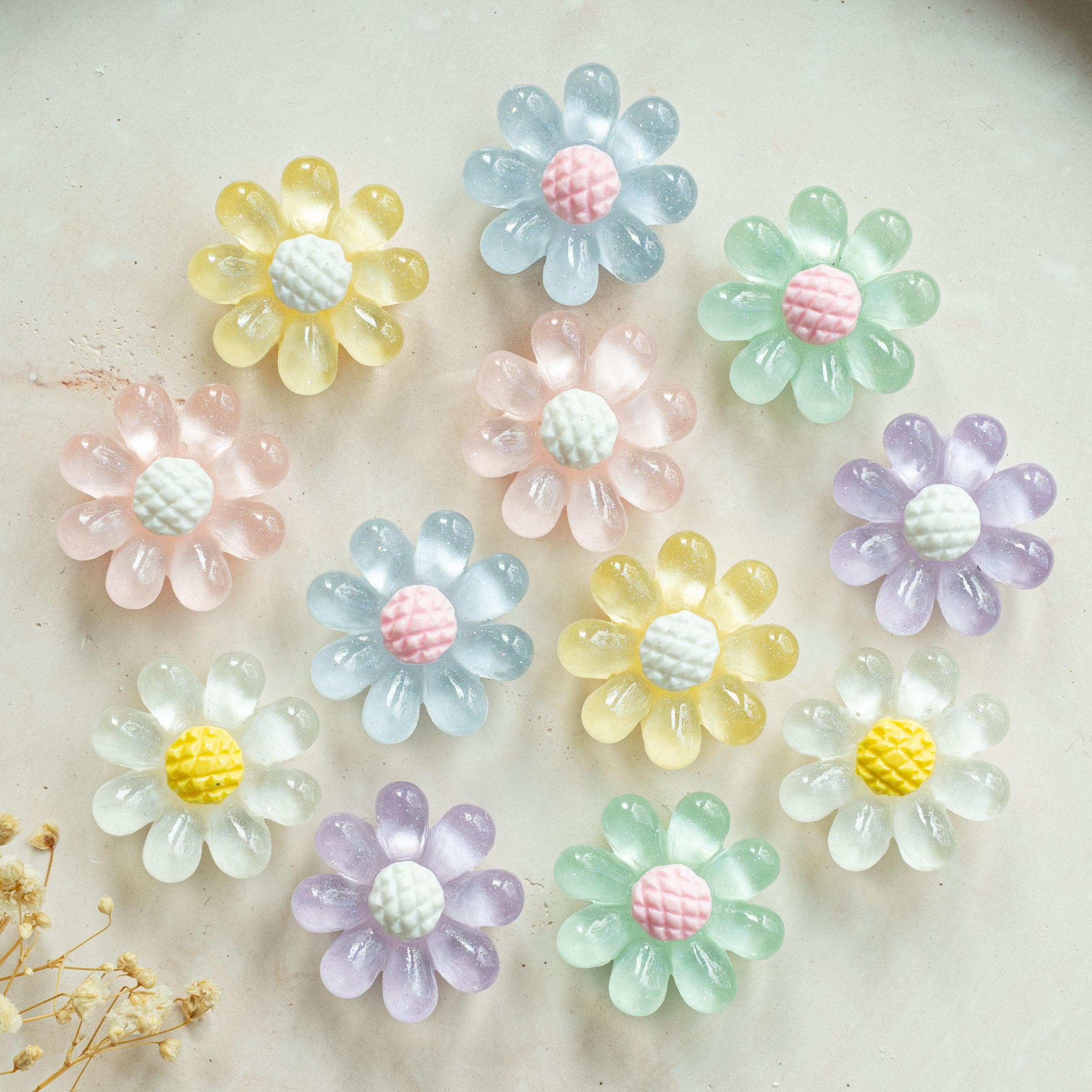 Crocs Jibbitz Flowers Five Petal Flower Transparent Resin Flower Charms ...