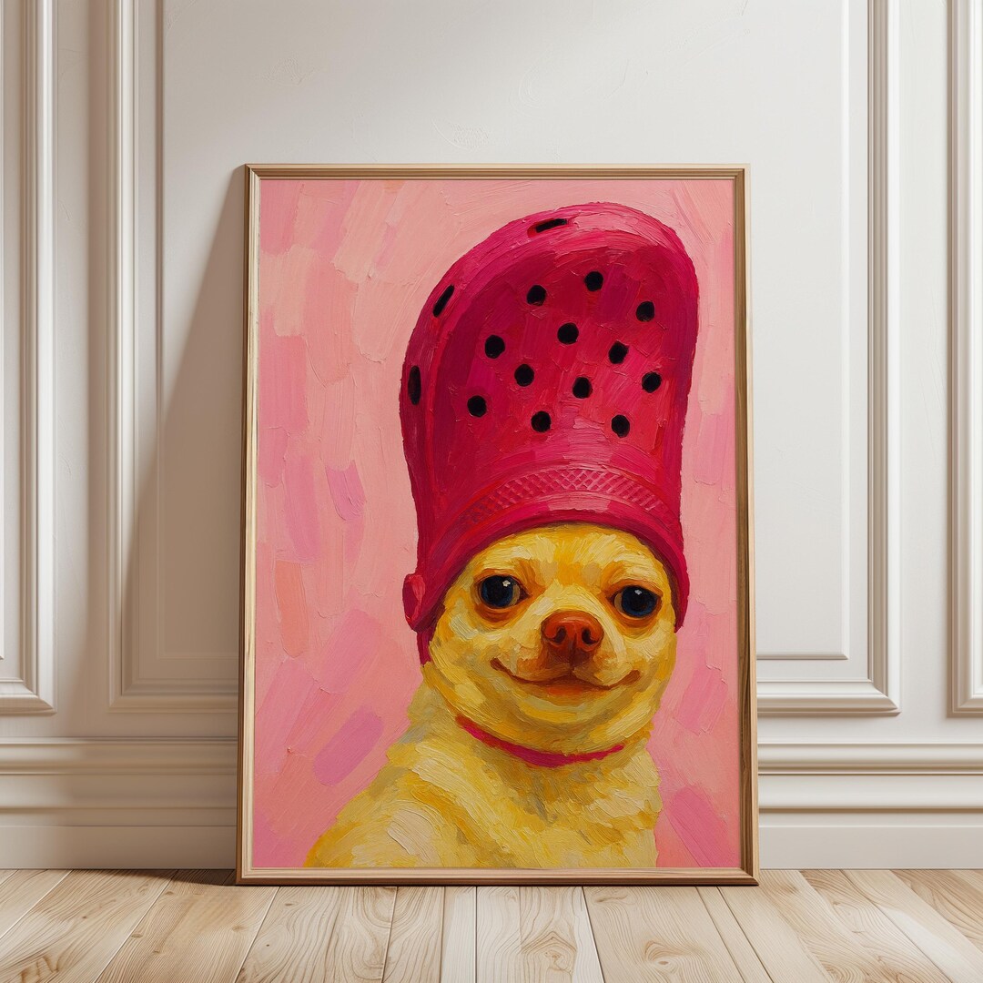 Croc Dog Wall Art, Funny Dog Meme Poster, Colorful Dog Painting Print ...