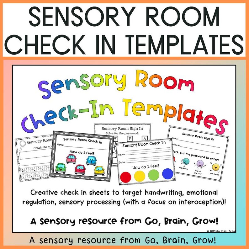 Sensory Room Check-in Templates (sensory/self-regulation/handwriting ...