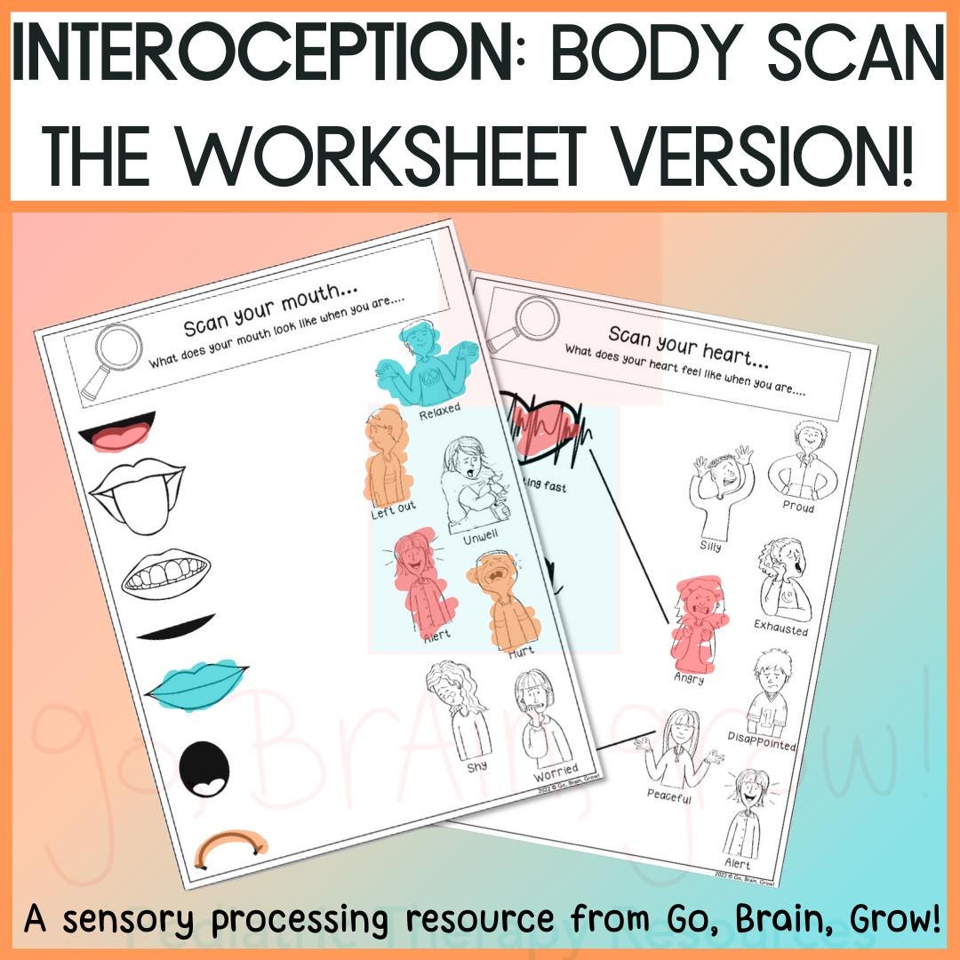 Interoception Body Scan Worksheets! (body Awareness/emotional ...