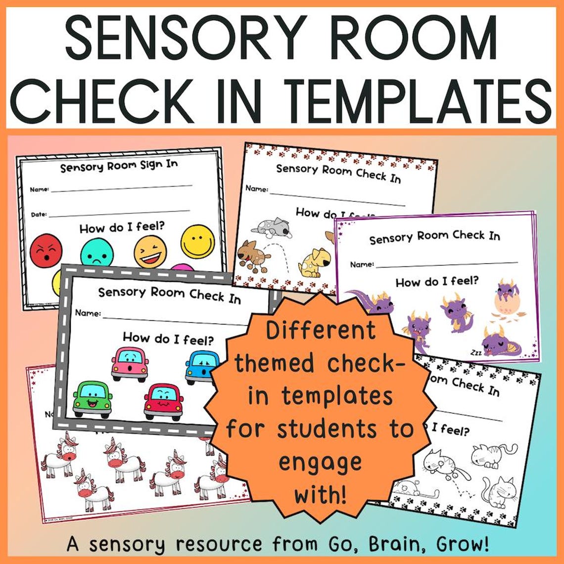 Sensory Room Check-in Templates (sensory/self-regulation/handwriting ...