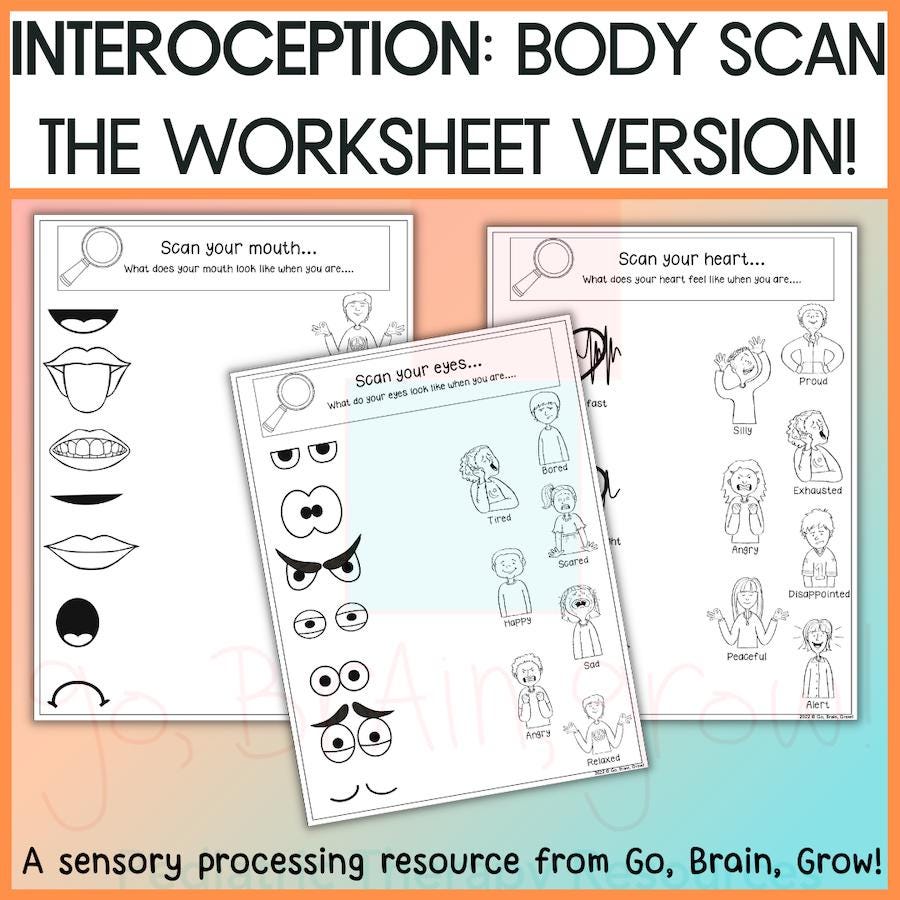 Interoception Body Scan Worksheets! (body Awareness/emotional ...
