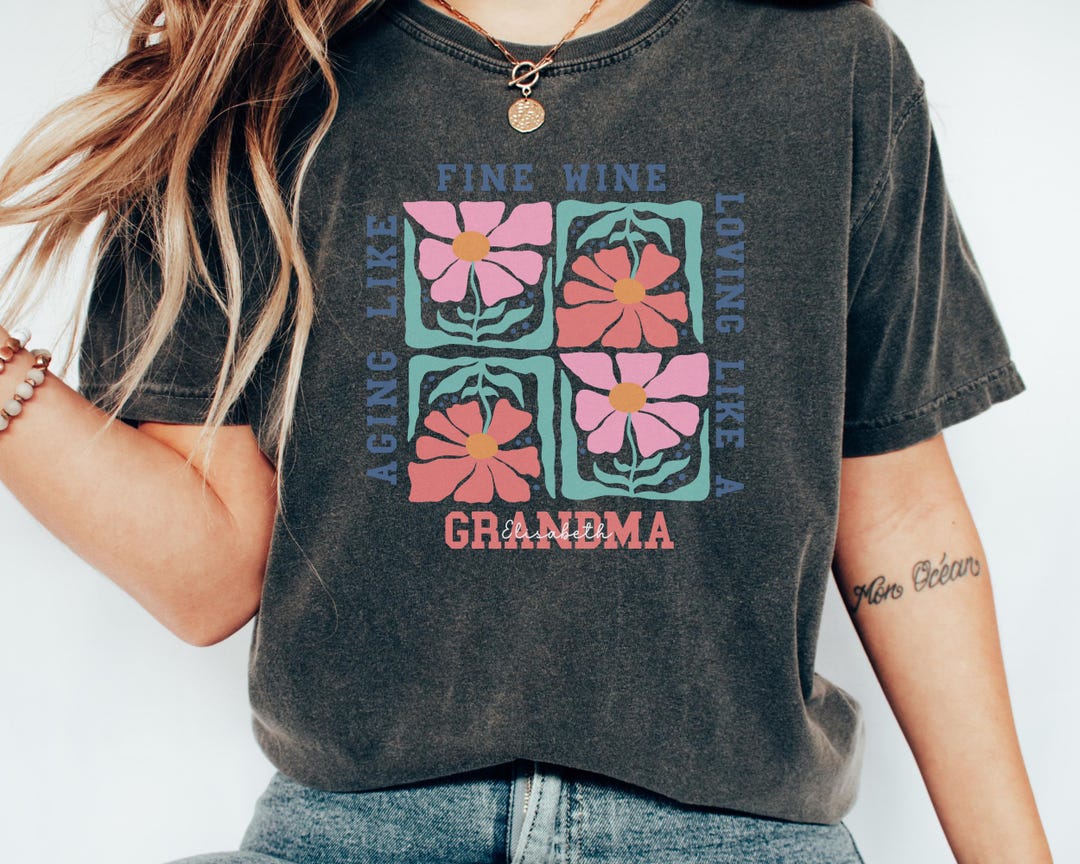 Custom Floral Grandma Shirt, Personalized Gift From Grand Kids, Flower ...
