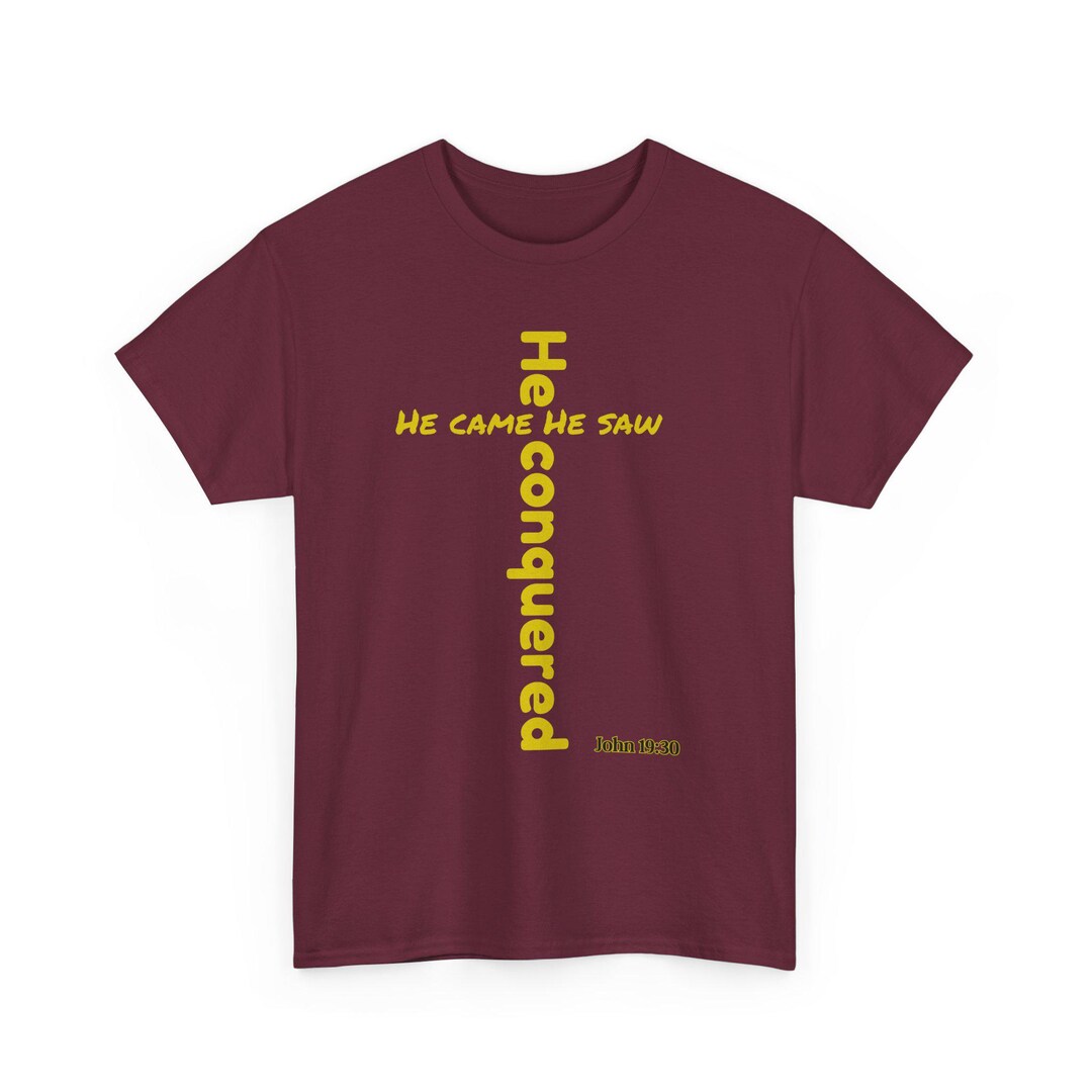 Christian Cross 'christ the Conqueror' Graphic Tee: Unisex Heavy Cotton ...