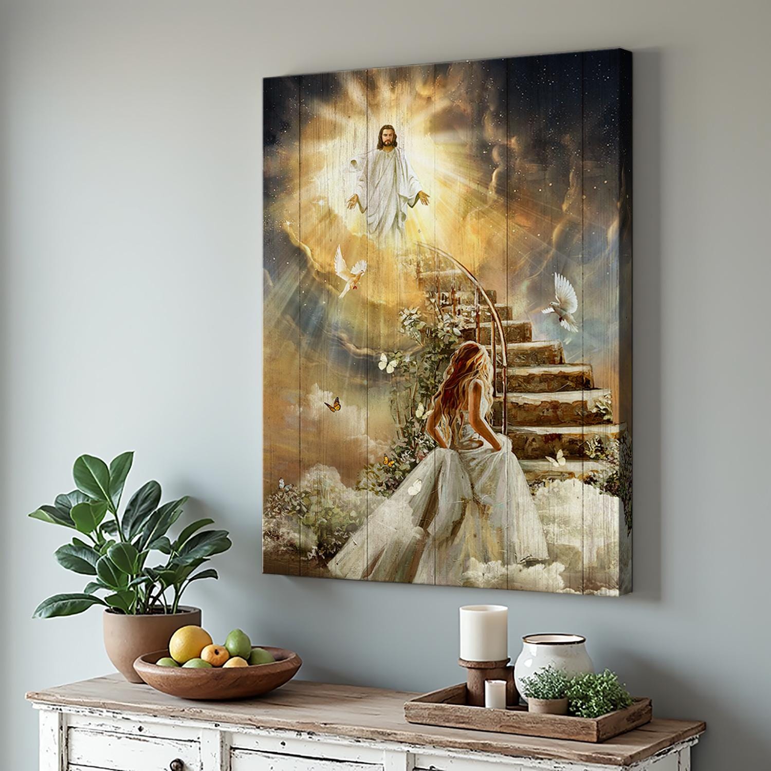 Stair to Heaven, Beautiful Heaven, Holy Spirit Dove, Jesus Painting ...