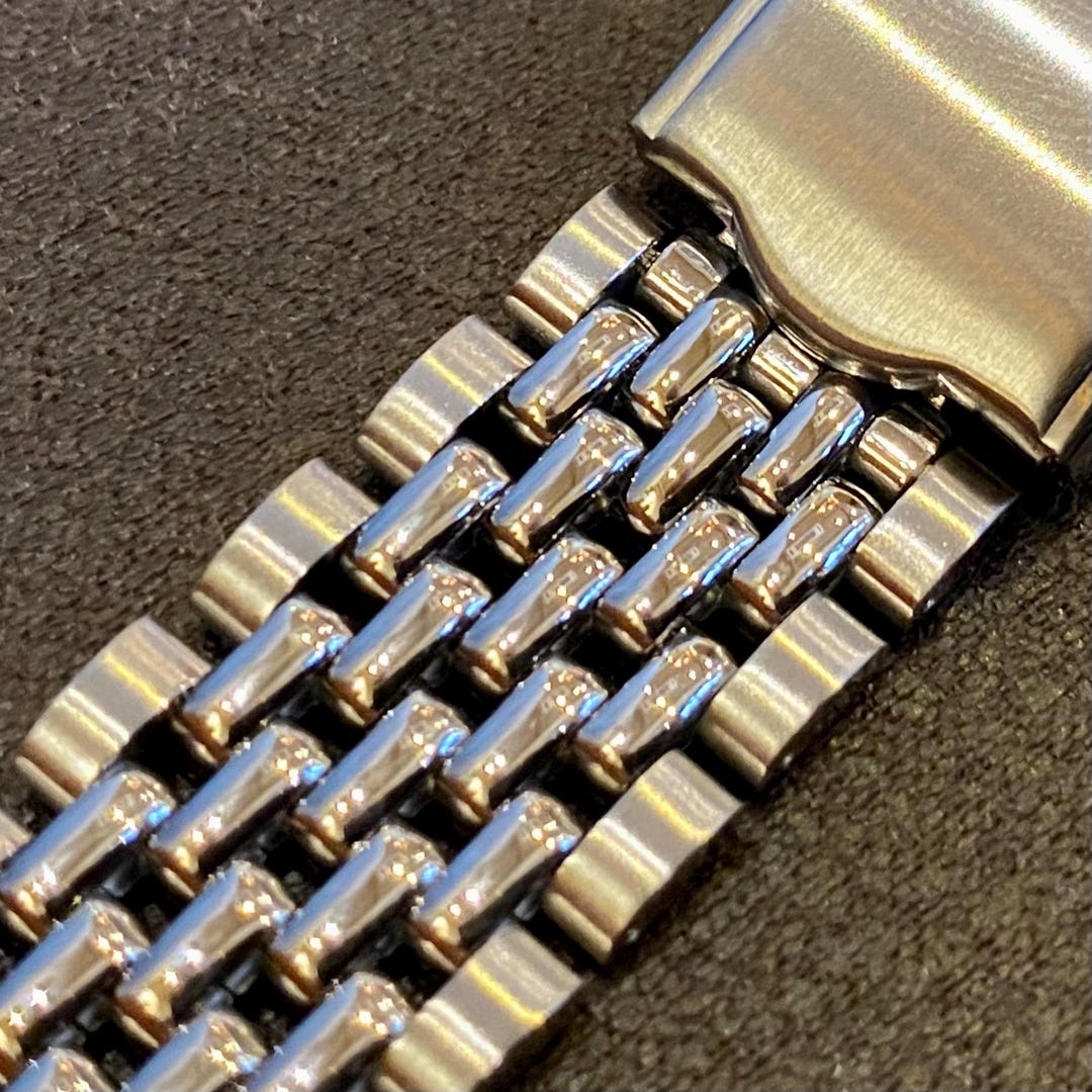 19mm SILVER Stainless Steel Beads of Rice Watch Bracelet Band W/ Curved ...