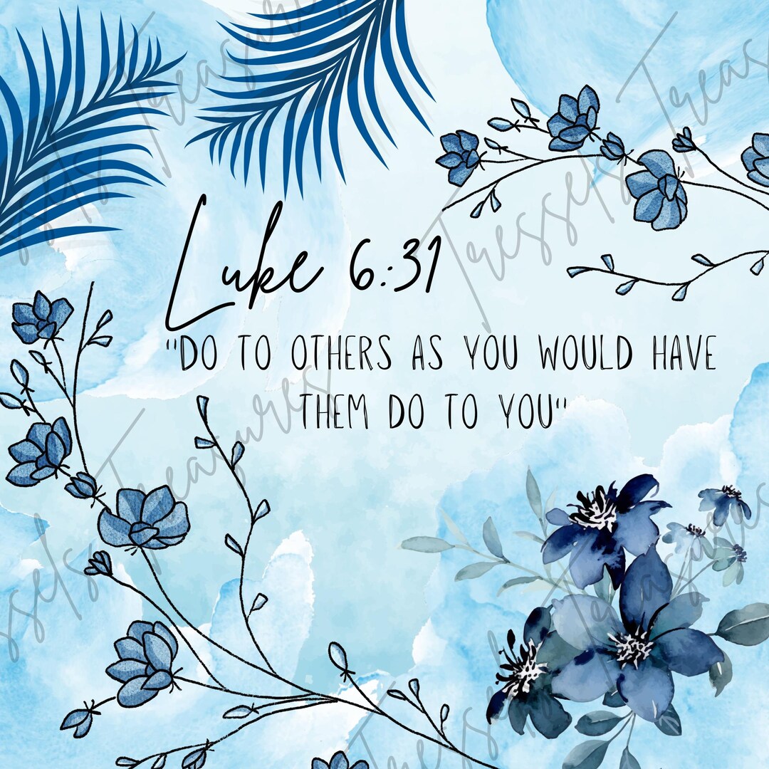 1 Sheet Blue Floral Scripture Scraps Paper KJV Luke 6:31 Printable PDF ...