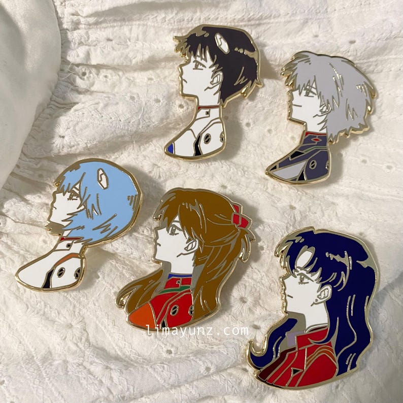 EVANGELION | Shinji, Kaworu, Rei, Asuka, Misato | Enamel Pins - Etsy