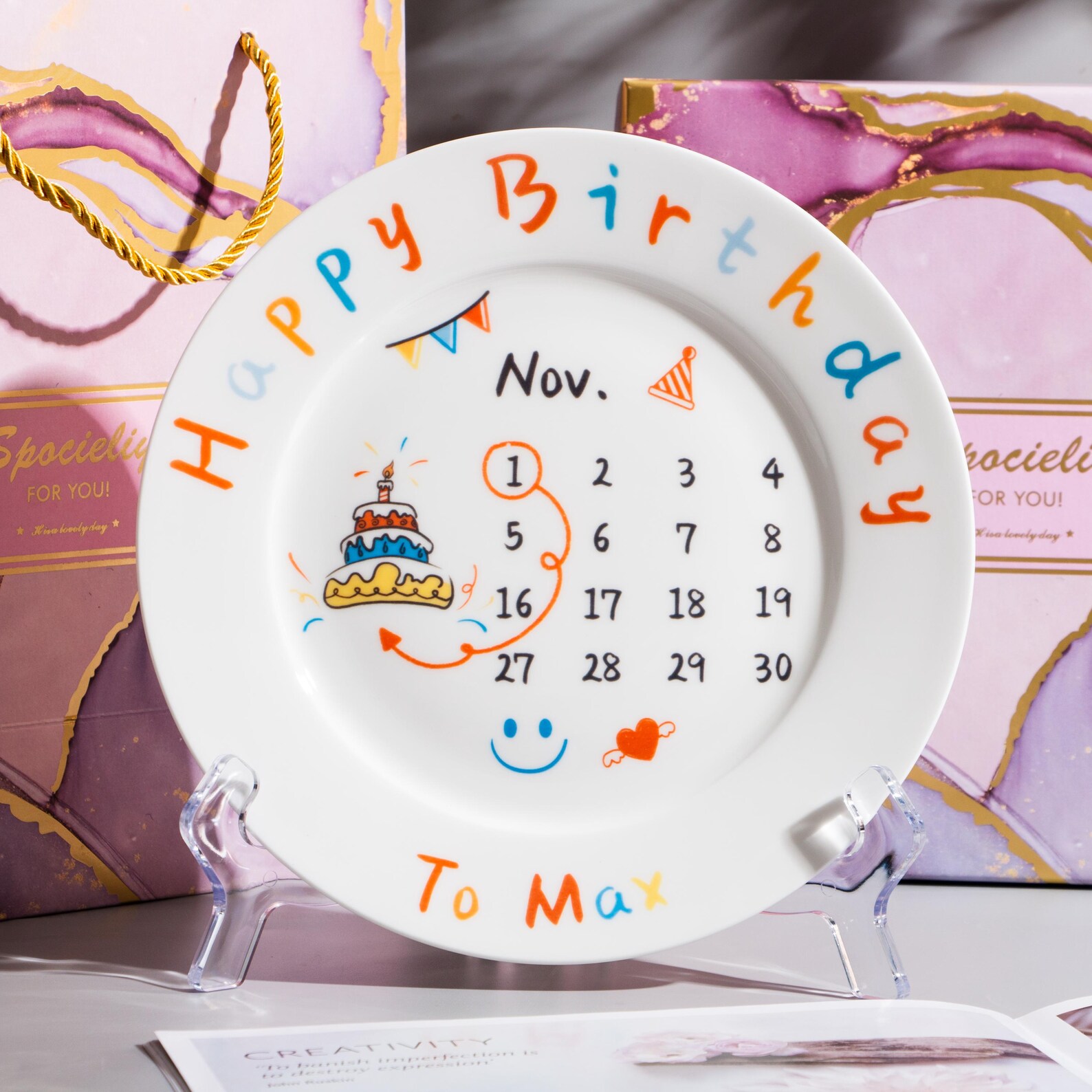 Happy Birthday Gift/birthday Gift/birthday Plate/ceramic Happy Birthday ...