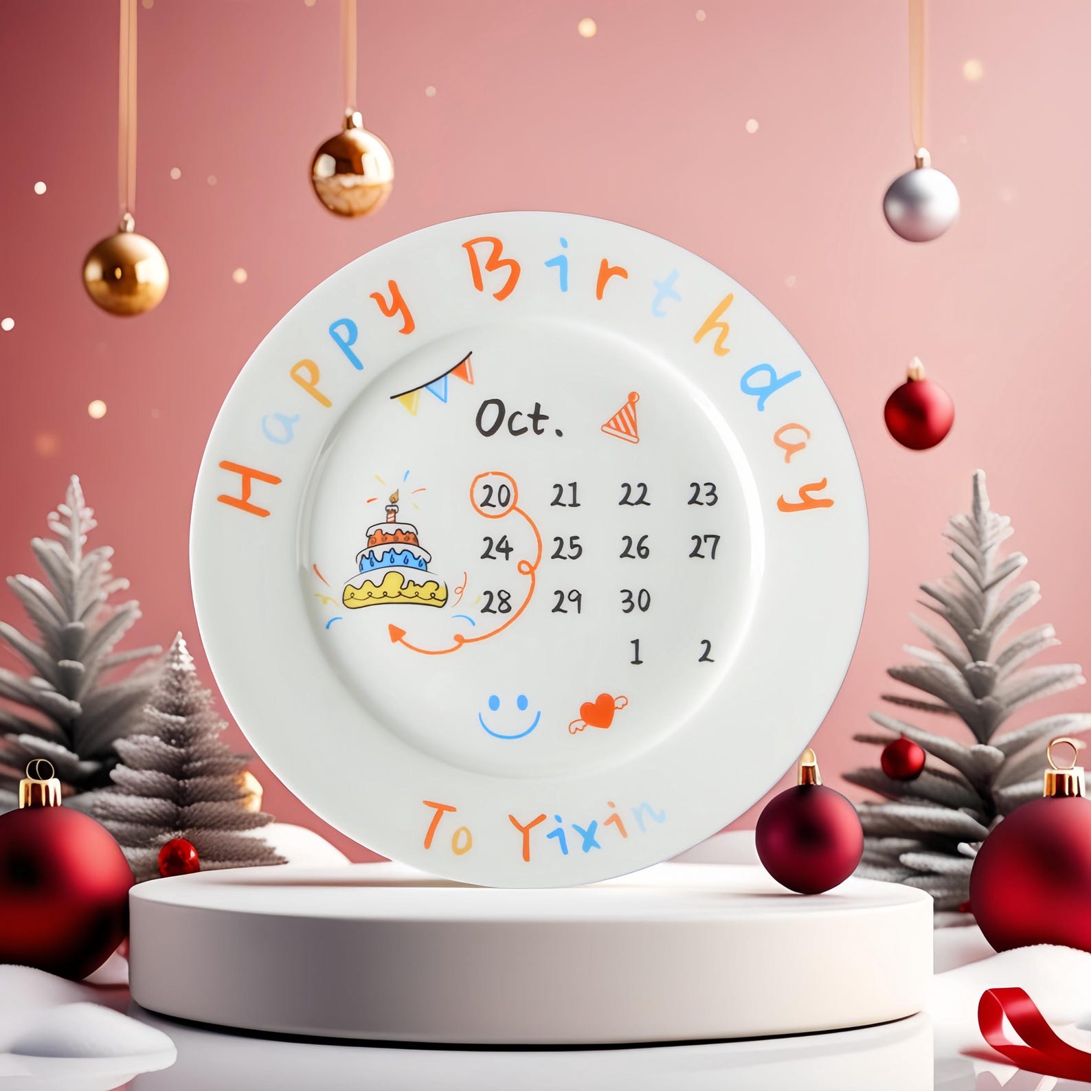 Happy Birthday Gift/birthday Gift/birthday Plate/ceramic Happy Birthday ...