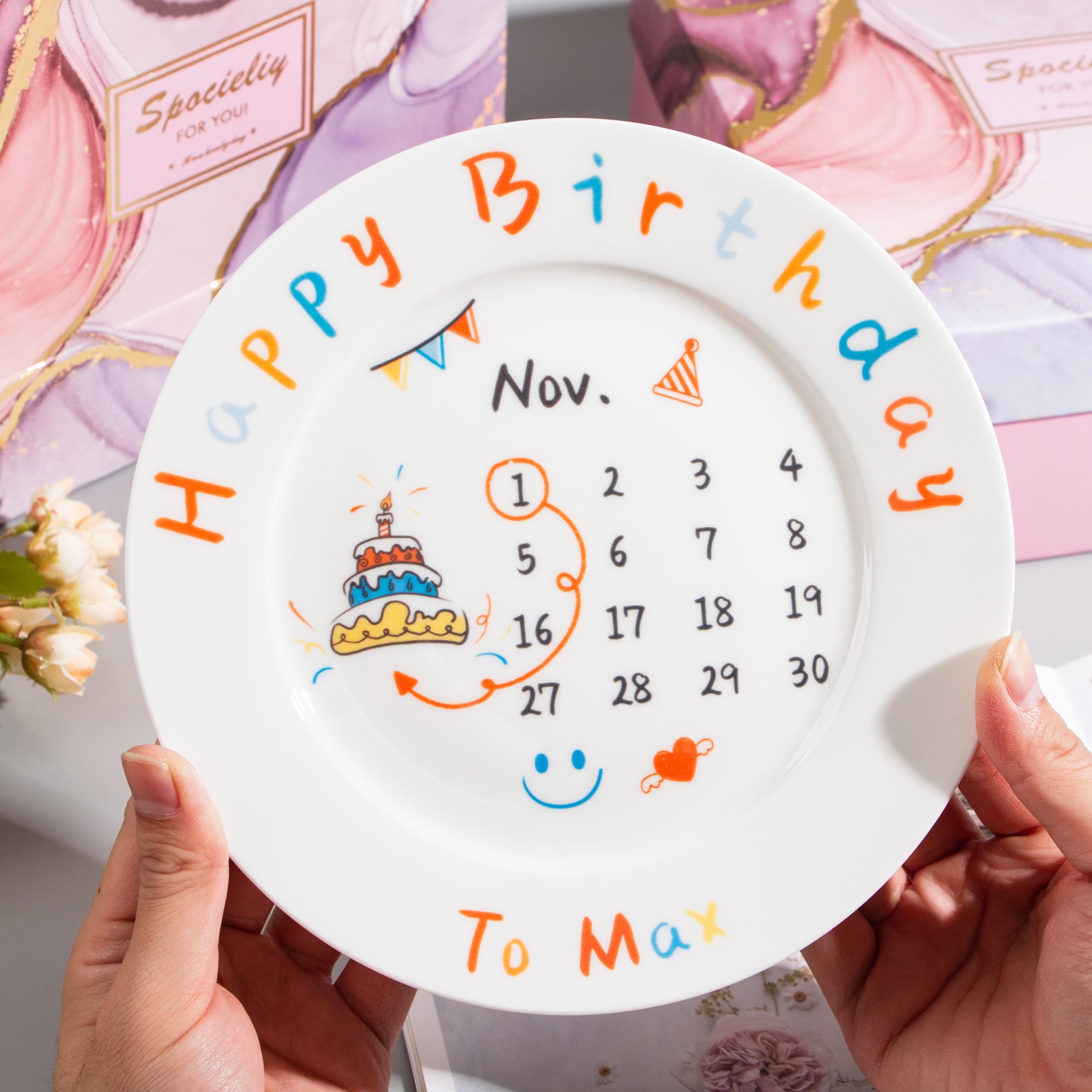 Happy Birthday Gift/birthday Gift/birthday Plate/ceramic Happy Birthday ...