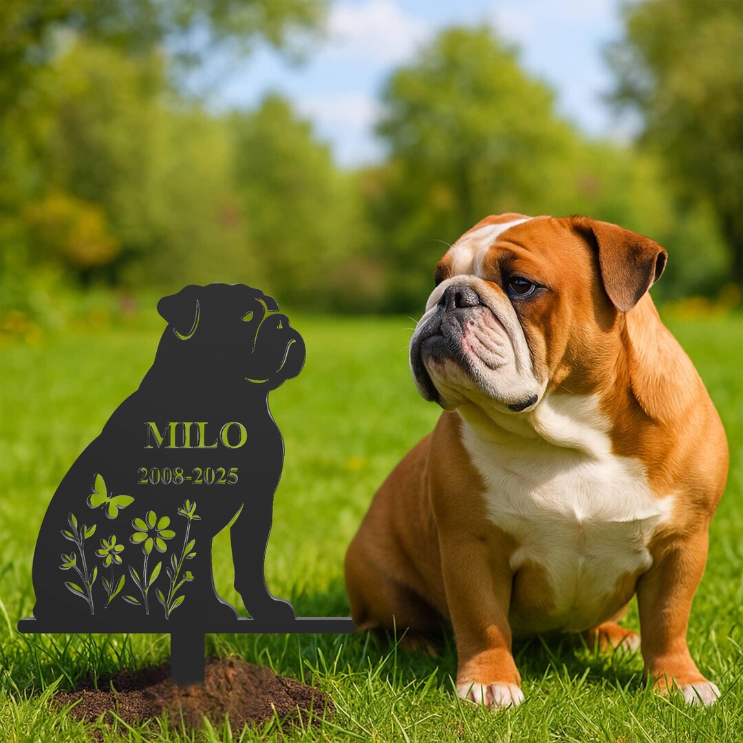 Custom Bulldog Memorial Plaque – Personalized Pet Garden Decor - Etsy