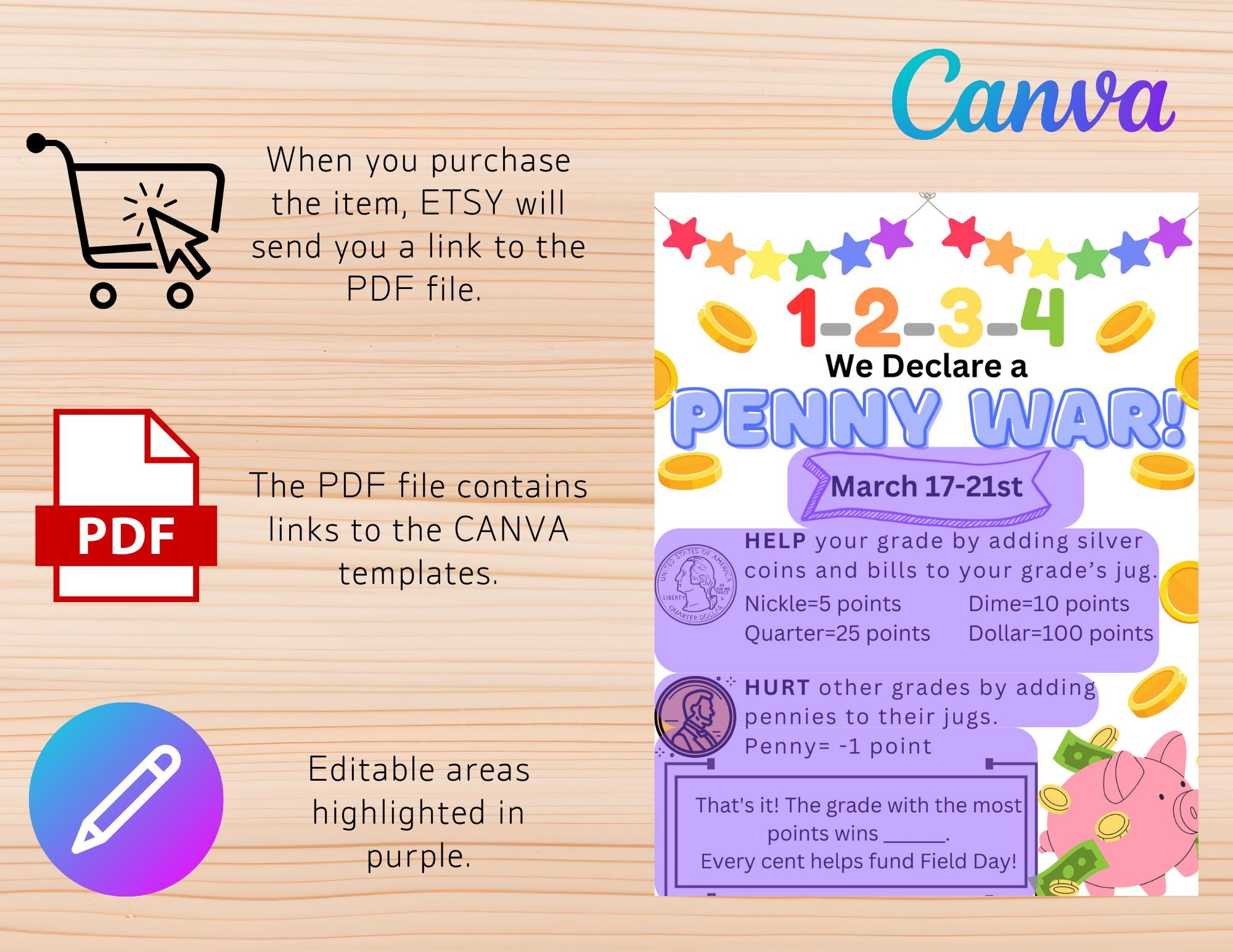 Penny Wars Fundraiser Template Bundle - Etsy