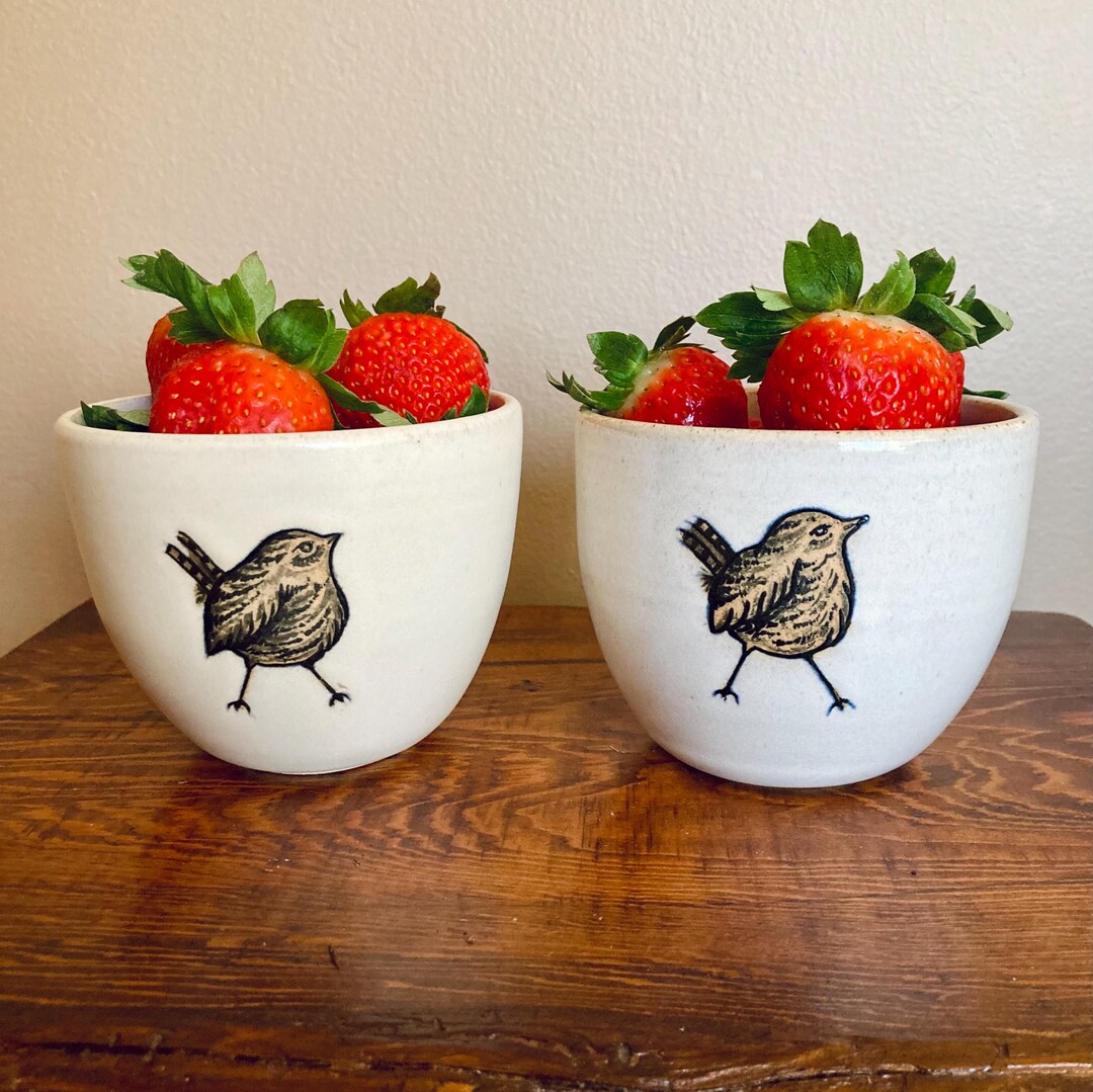 Pottery Bowl, Bird Ceramic Bowl, White Pottery, Pottery Gift, Pottery ...