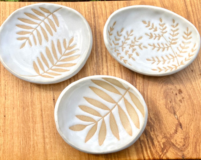 Fern Pottery Ring Dish, Ceramic Jewelry Dish, Pottery Jewelry Dish ...