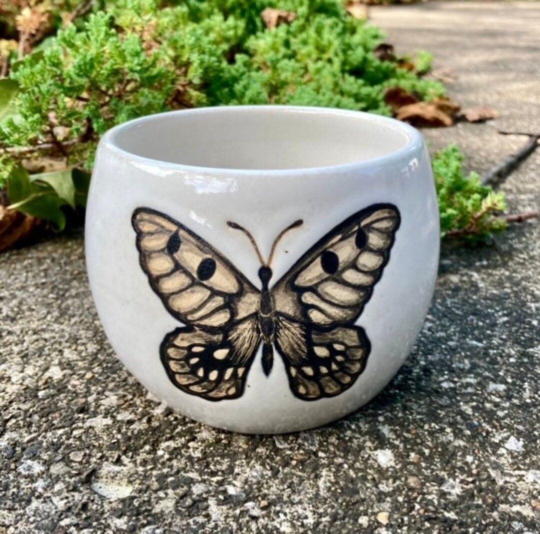 Butterfly Pottery Bowl, Butterfly Cup, White Pottery, Butterfly Fruit ...