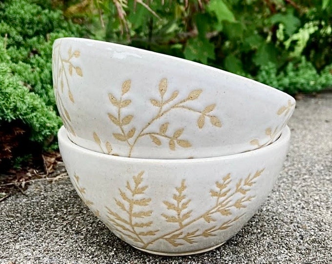 Fern Pottery Bowl, White Pottery, Pottery Fruit Bowl, Pottery Gift ...