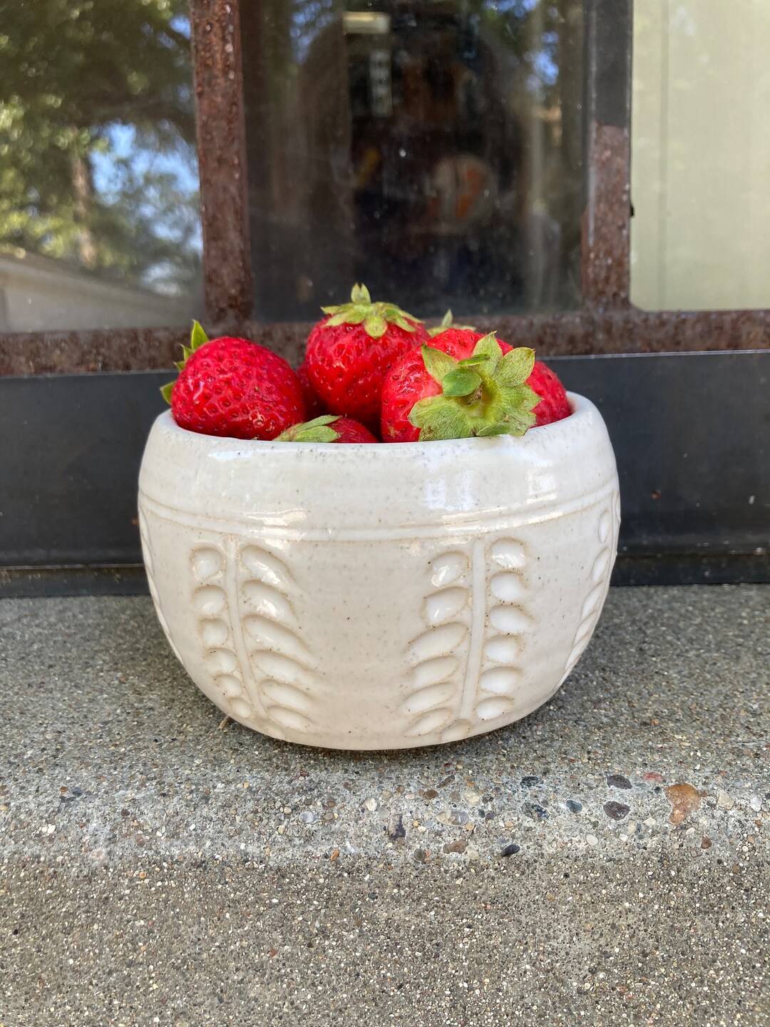 Fern Pottery Bowl, White Pottery, Pottery Bowl, Pottery Fruit Bowl ...