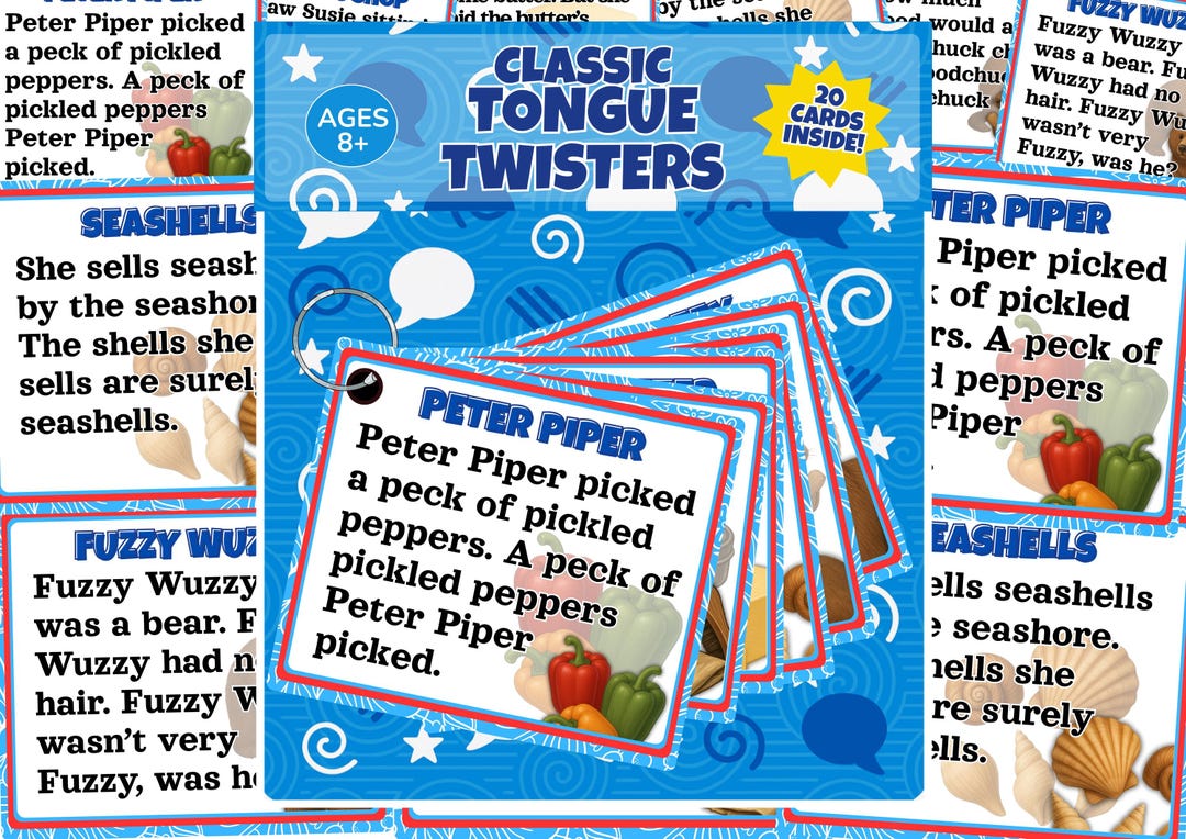 Classic Tongue Twister Cards - Etsy