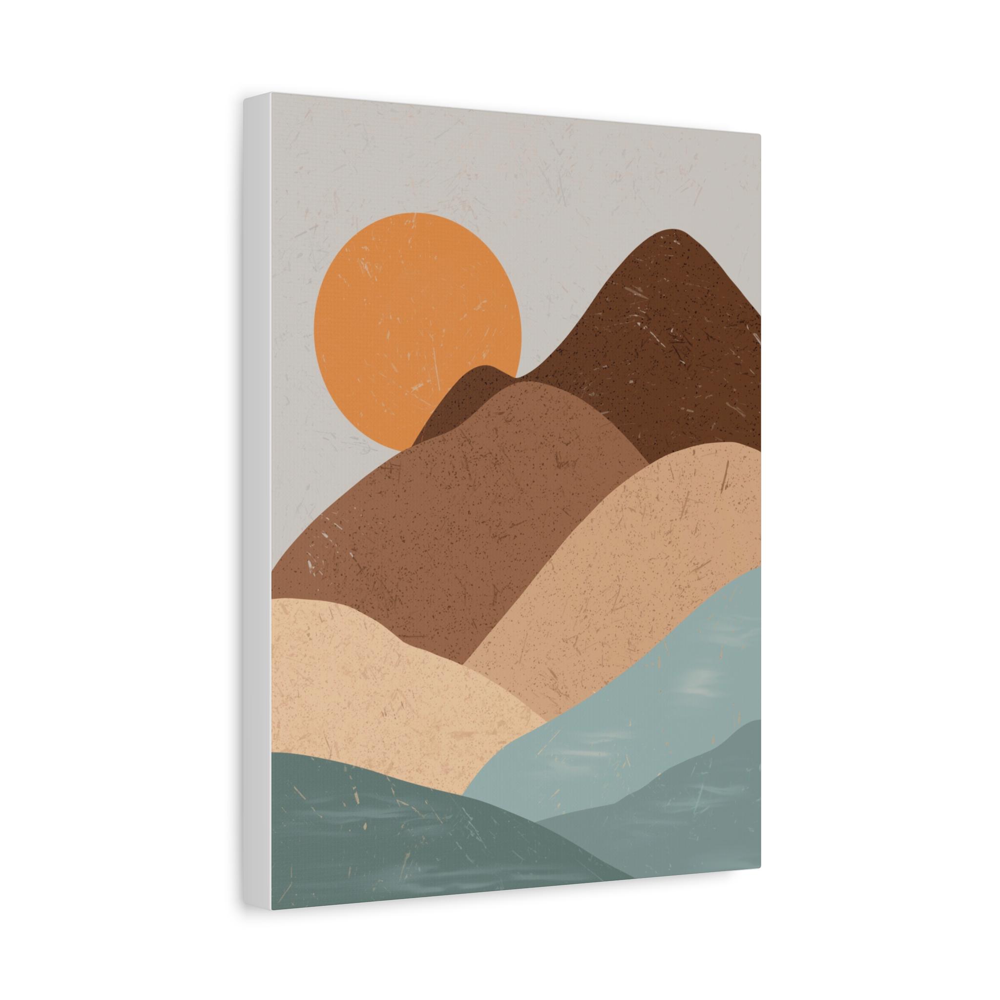 Minimalist Abstract Mountain Canvas Wall Art, Vintage Modern Home Decor ...