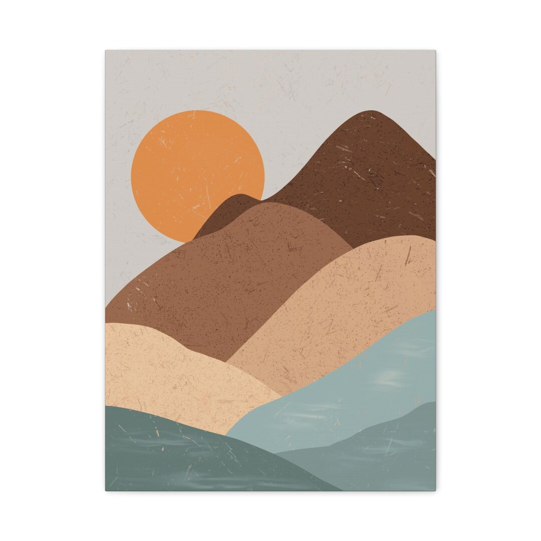 Minimalist Abstract Mountain Canvas Wall Art, Vintage Modern Home Decor ...