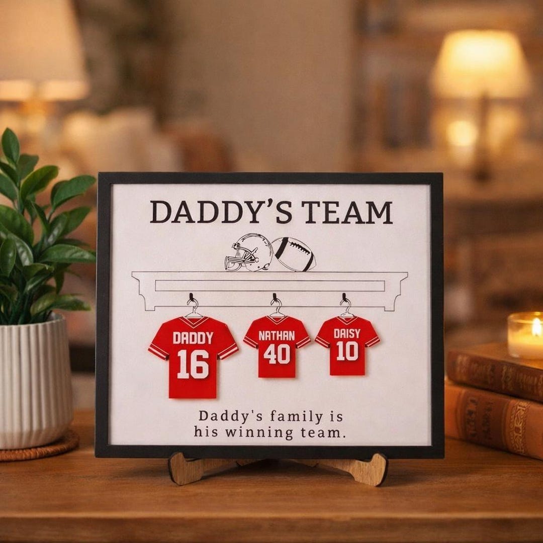 Personalized Daddy's Football Team Wooden Sign, Custom Father's Day ...