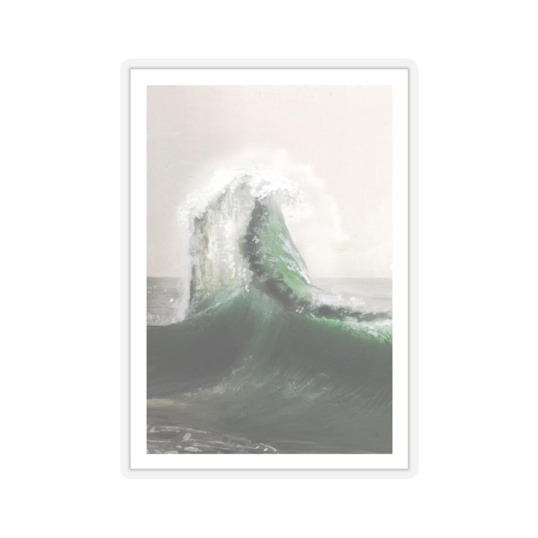 Pink Wave Sticker | Aesthetic Laptop Decals, Watercolor Art Stickers ...