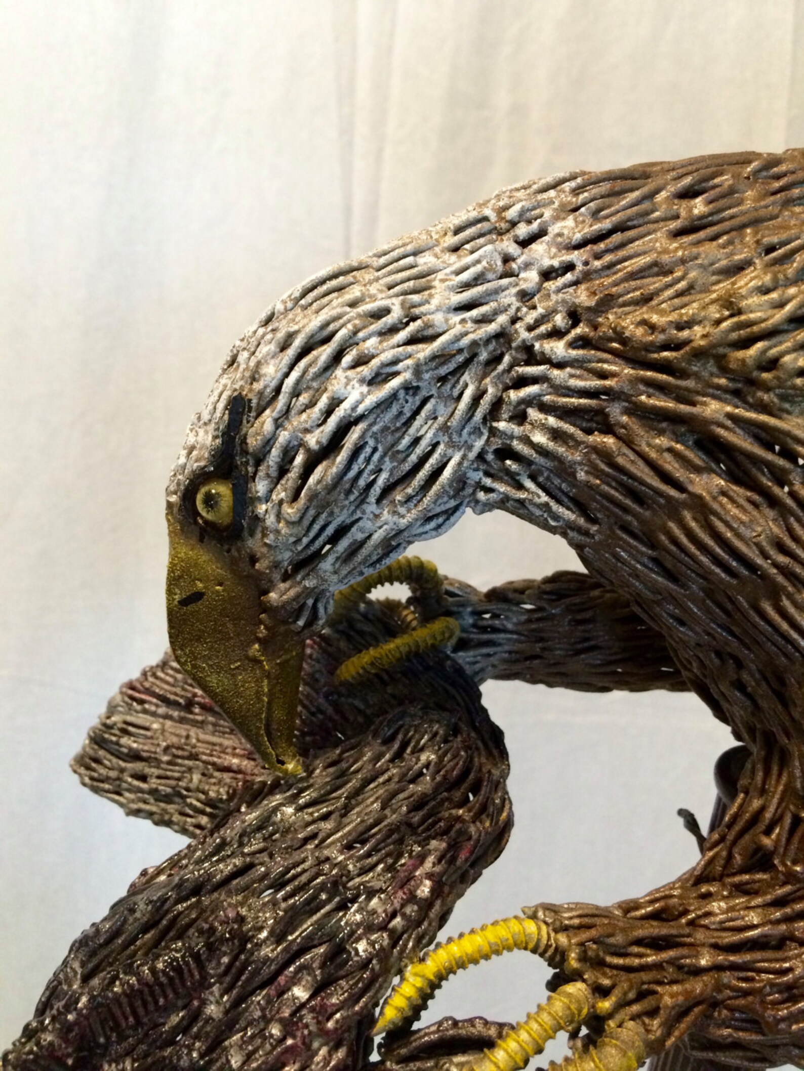 Metal Wire Sculpture of Bald Eagle Catching Fish - Etsy