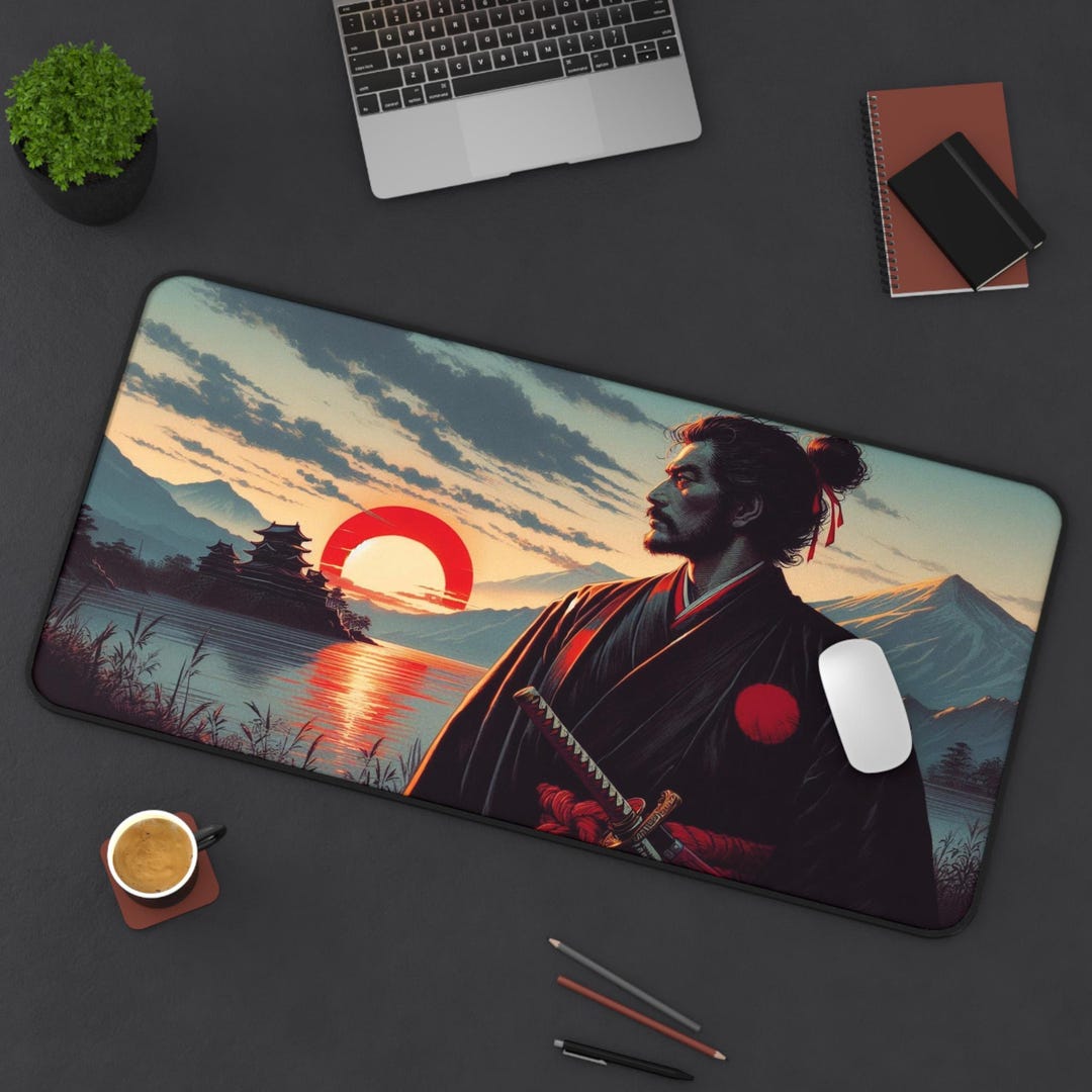 Japanese Shogun Sunset Desk Mat, Gaming Mouse Pad, Extra Large Desk Mat ...