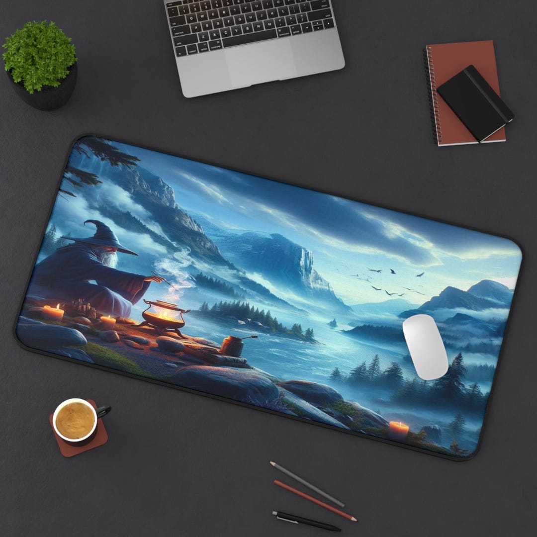 Wizard Desk Mat, Sorcerer Mouse Pad, Gaming Table Mat, Office Desk ...