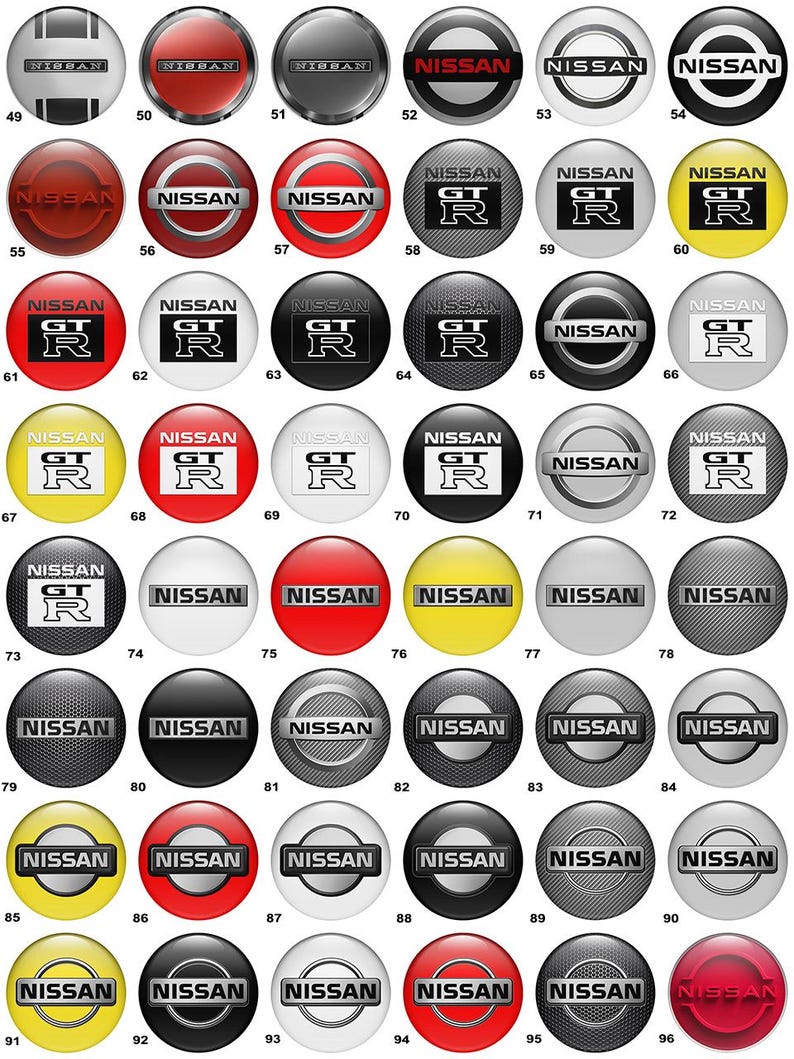 Nissan 4x Car Emblem Stickers Domed Epoxy Rim Decals Hub Badges 3D Car ...