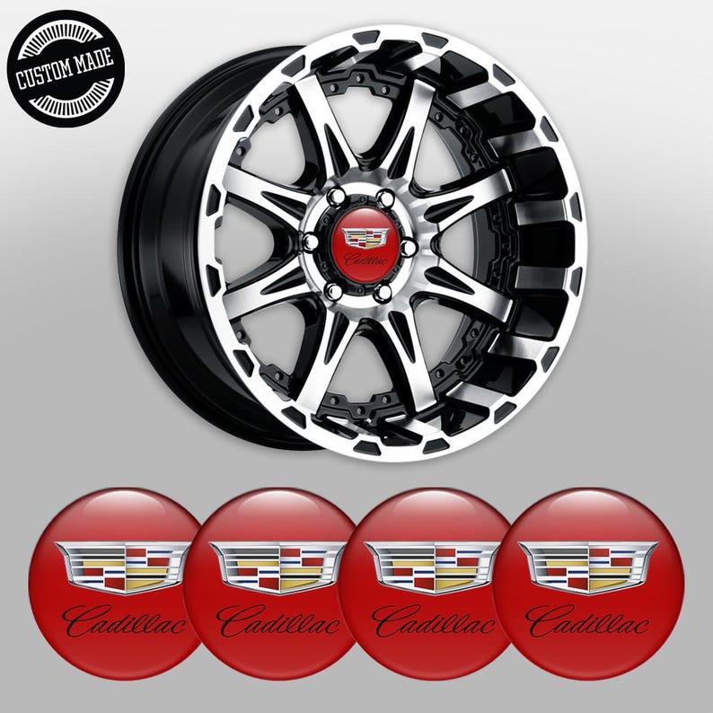 Cadillac X 4 Epoxy Gel Glossy Set Wheel Emblem Stickers Domed Rim ...