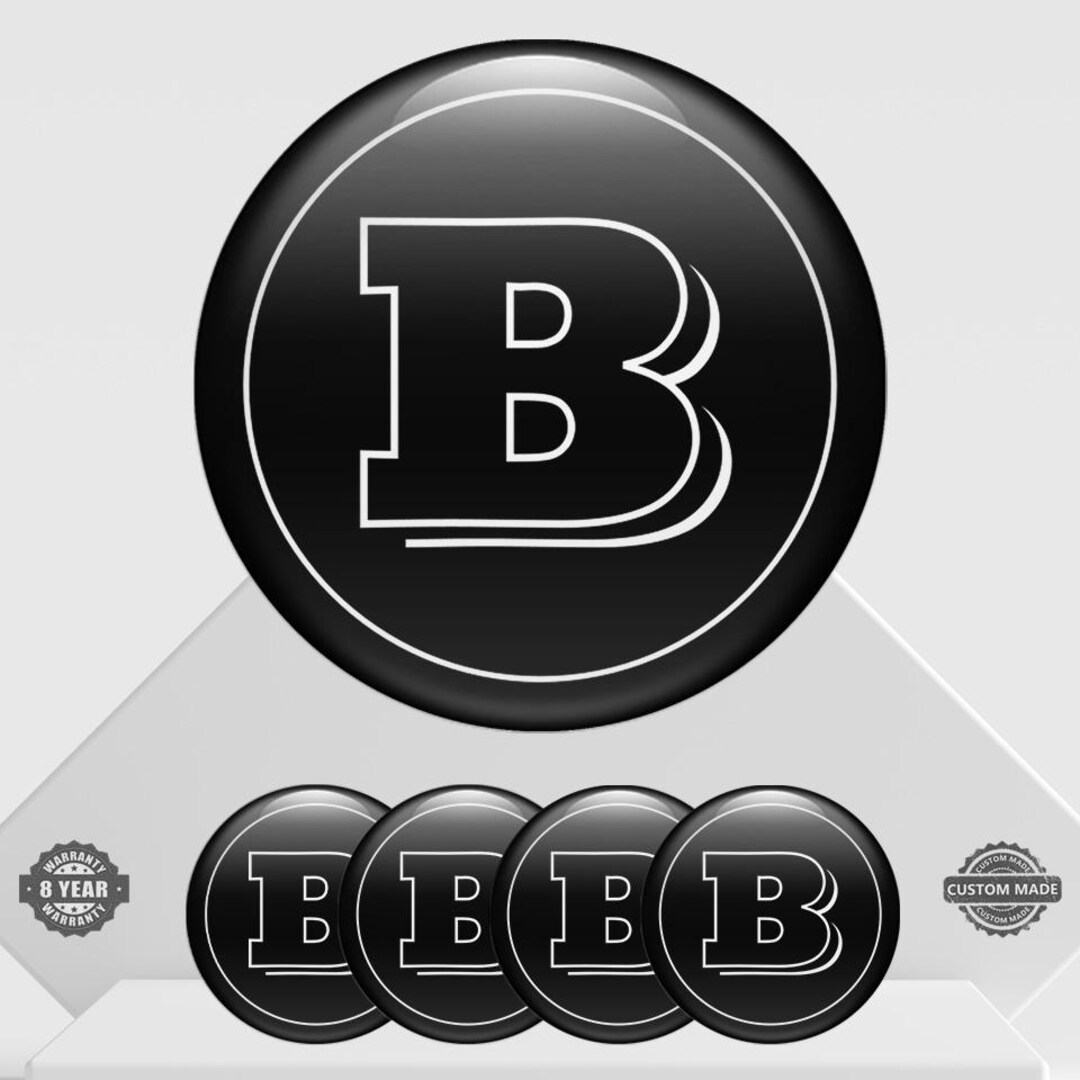 Brabus 4x Gel Glossy Wheel Emblem Stickers Domed Epoxy Resin Rim Decals ...