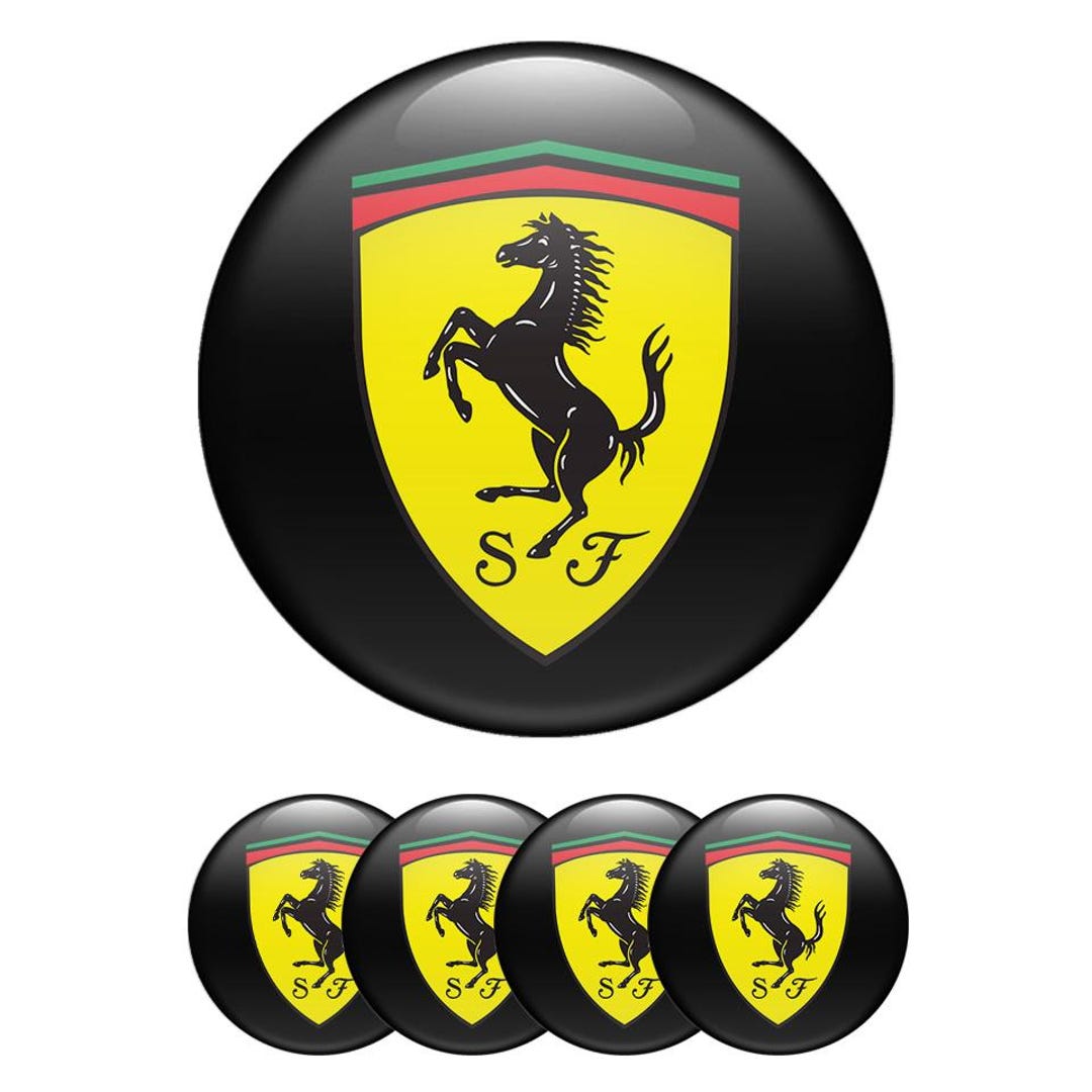 Ferrari Wheel Badges Emblem Glossy Stickers Domed Epoxy Rim Decals Hub ...