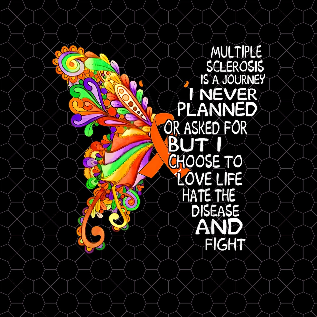 Butterfly Ribbon Multiple Sclerosis Awareness MS Warrior Png, Multiple ...
