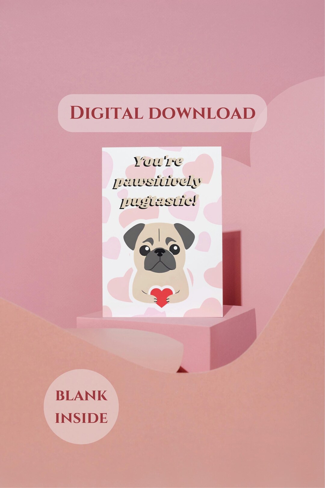 Pug Anniversary Printable Card, Printable Anniversary Card, Pug Card ...