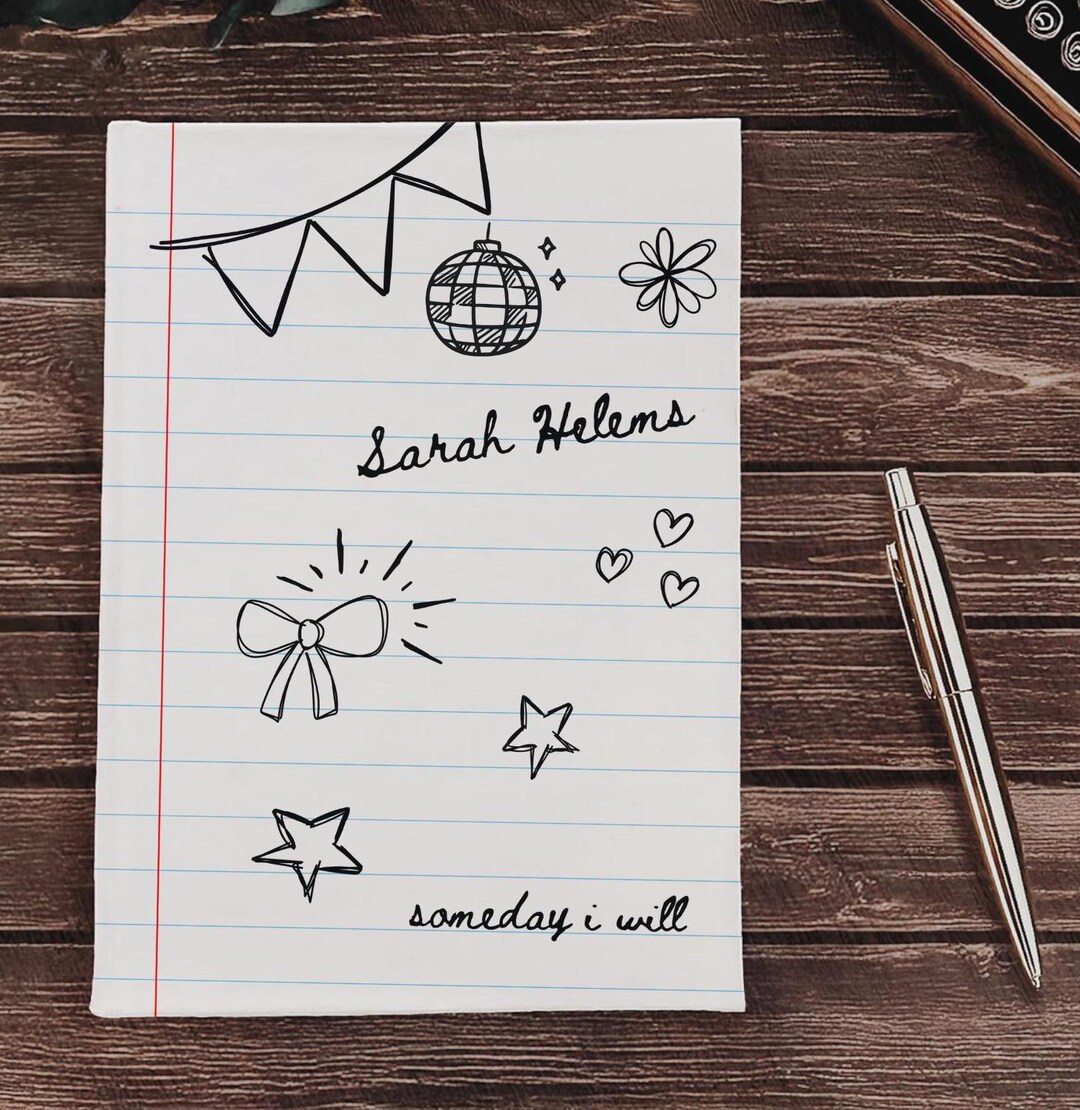 Cute Journal Personalized Doodle Custom Name Gift for Sister Daughter ...