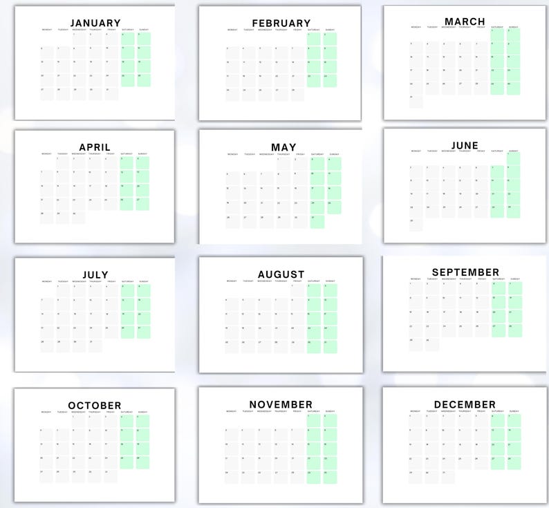 Printable 2025 Calendar, Monthly Calendar, Monday Start, Sunday Start ...