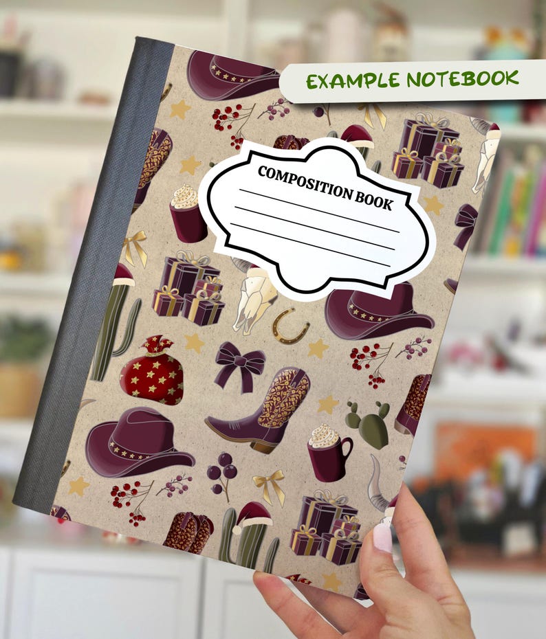 Western Christmas Composition Notebook Cover PNG (digital Download) - Etsy