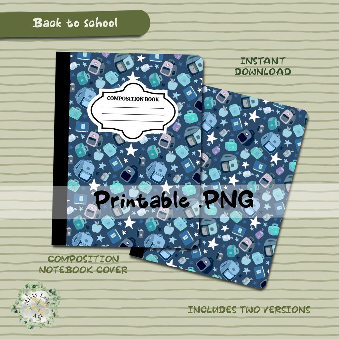 Back to School Composition Notebook Cover PNG (digital Download) - Etsy