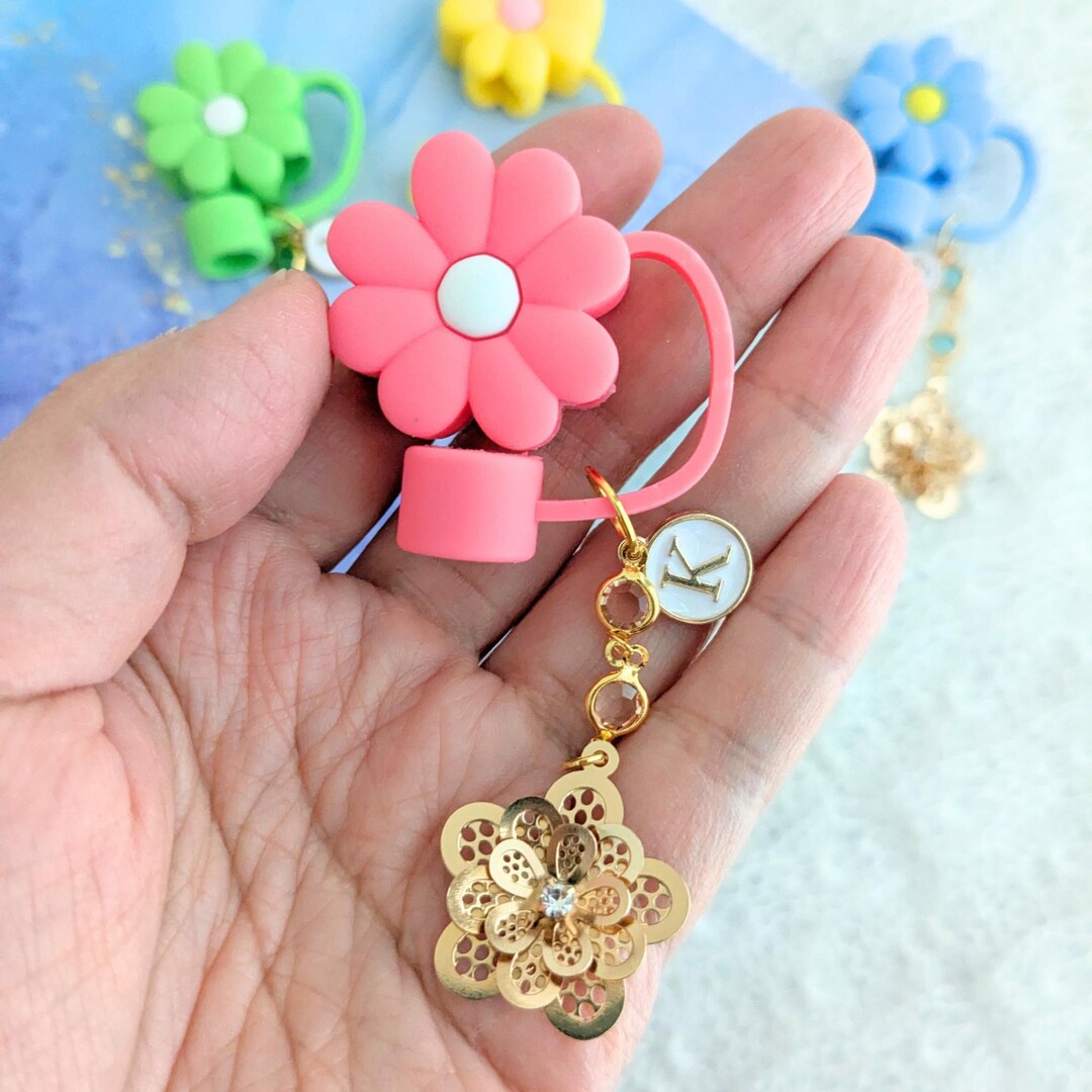 Stanley Straw Topper Silicone Red Flower Straw Cover Personalized ...