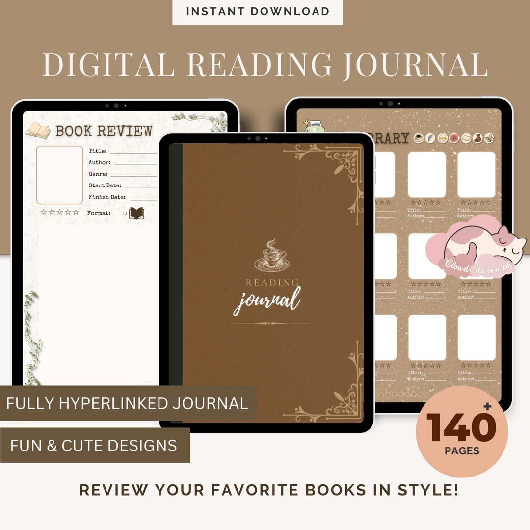 Digital Reading Journal, Hyperlinked Reading Journal, Reading Journal, PDF for iPad & Tablet ...