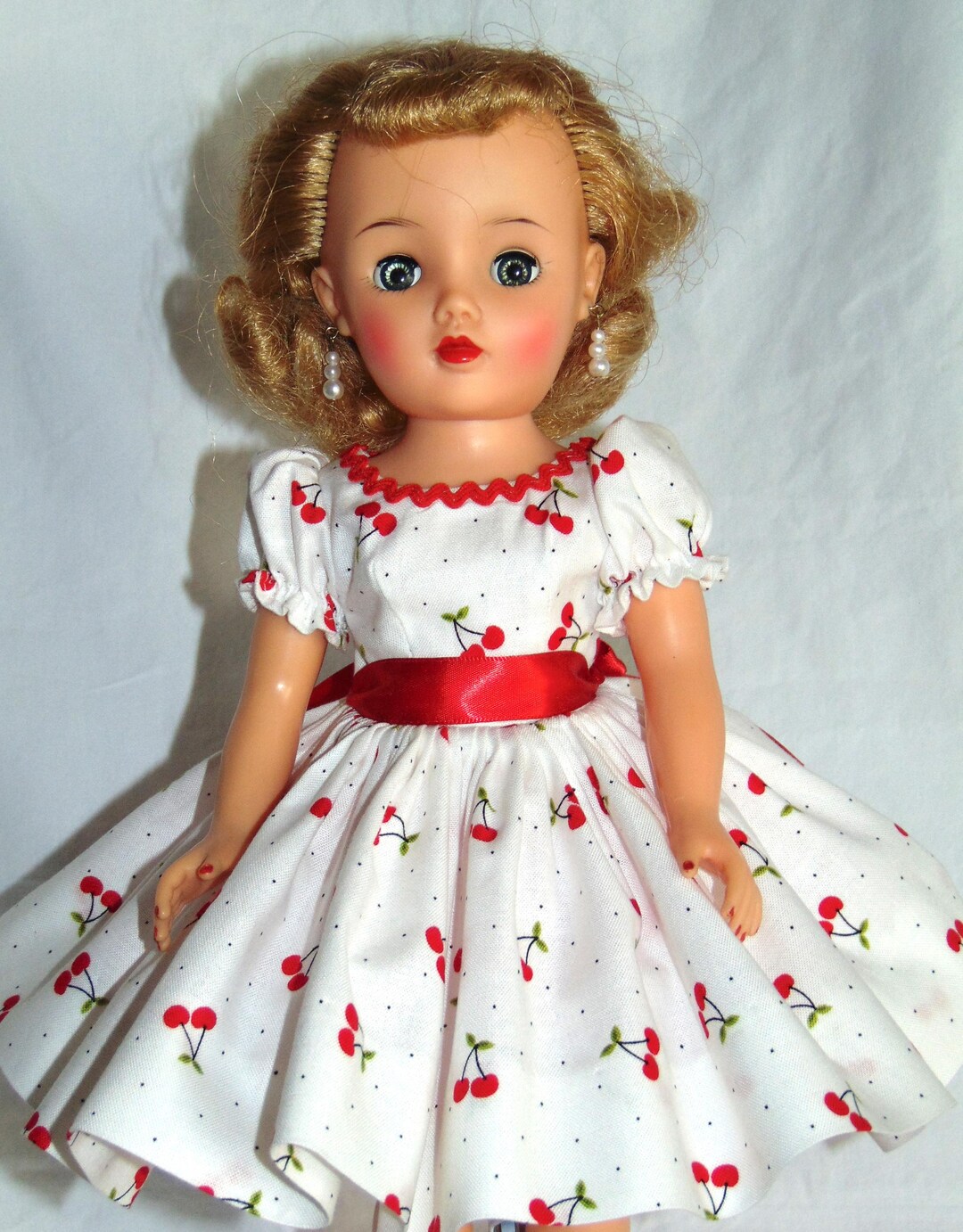 Cherries on White Cotton Print Day Dress 15-inch Revlon Doll - Etsy