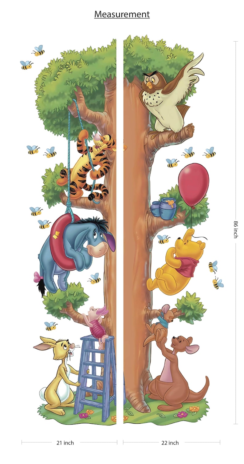 Door Frame Winnie the Pooh Wall Decal Eeyore Wall Sticker Tigger Wall ...