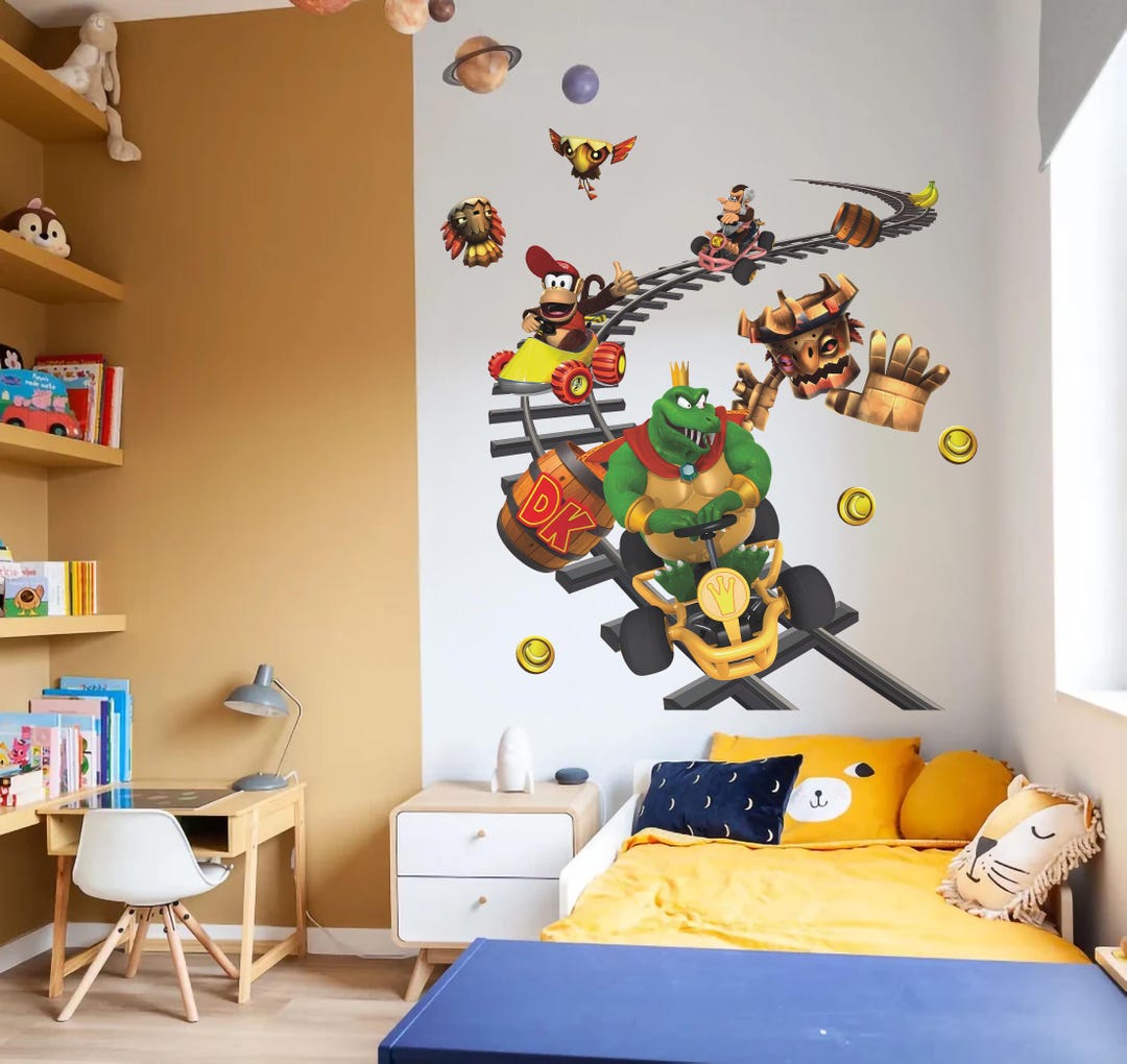 Donkey Kong Wall Decal Mario Wall Sticker Video Game Wall Mural Diddy ...