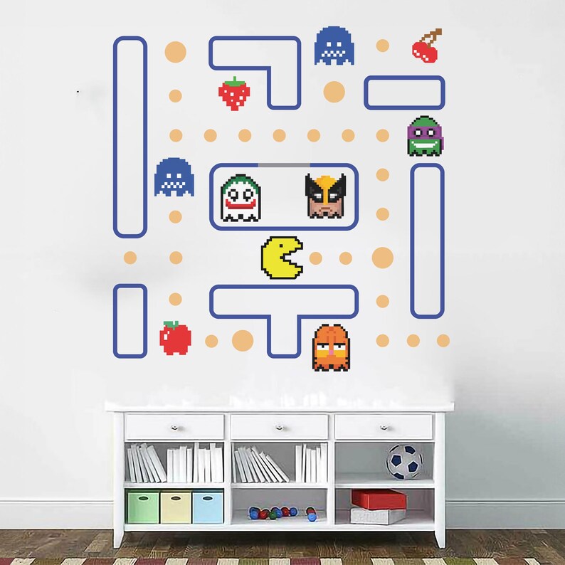 Pac-man Wall Decal Avengers Wall Sticker Maze Game Wall Art Arcades ...