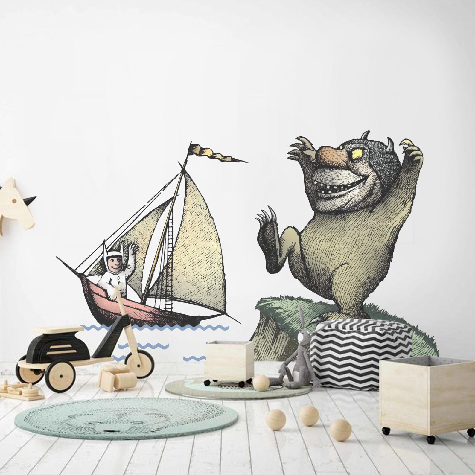 Where the Wild Things Are Wall Decal Max on Boat Wall Sticker Monster Wallpaper Carol Wall Art ...