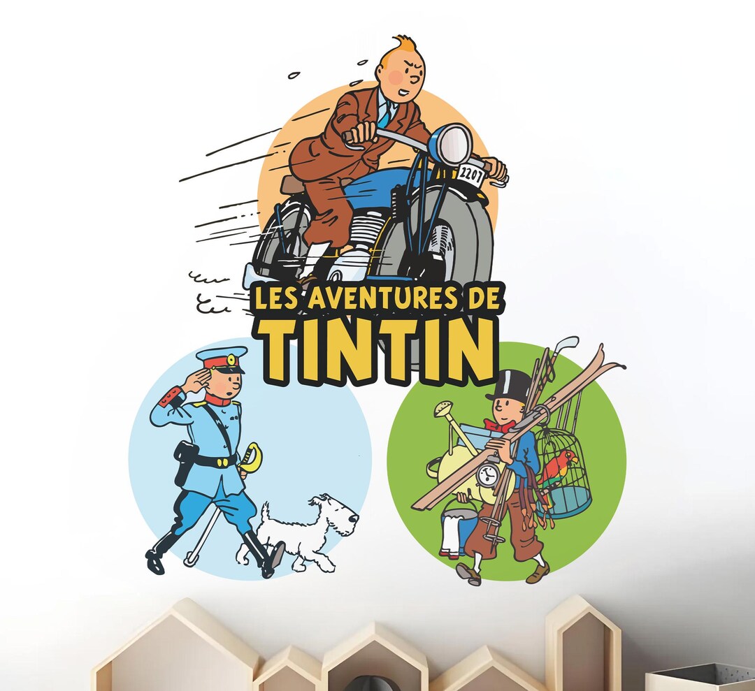Adventures of Tin Tin Wall Decal Vintage Cartoon Wall Sticker Classic ...